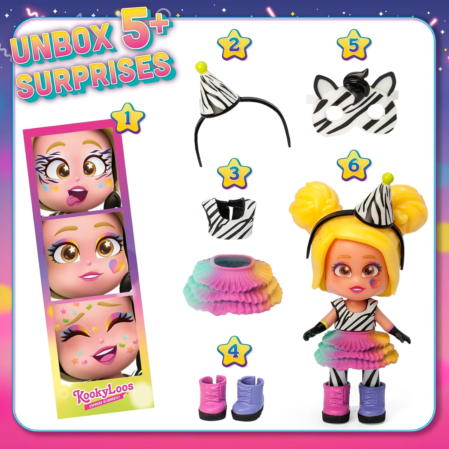 KOOKYLOOS Party Time Series – Surprise collectable doll with fashion ...