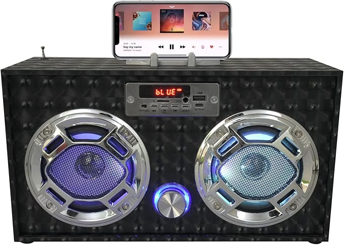 Amazon.com: Wireless Express - Boombox Speaker with LED Lights – Retro ...