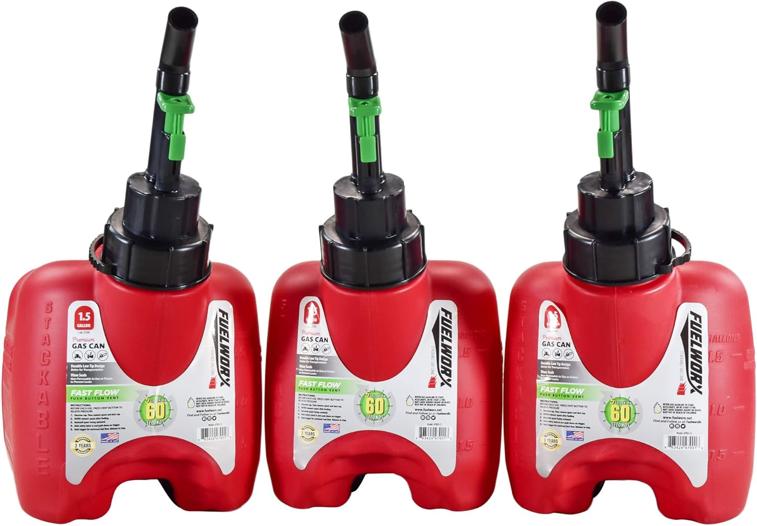 Amazon.com: Fuelworx Made In The USA Red CARB Compliant, Stackable ...