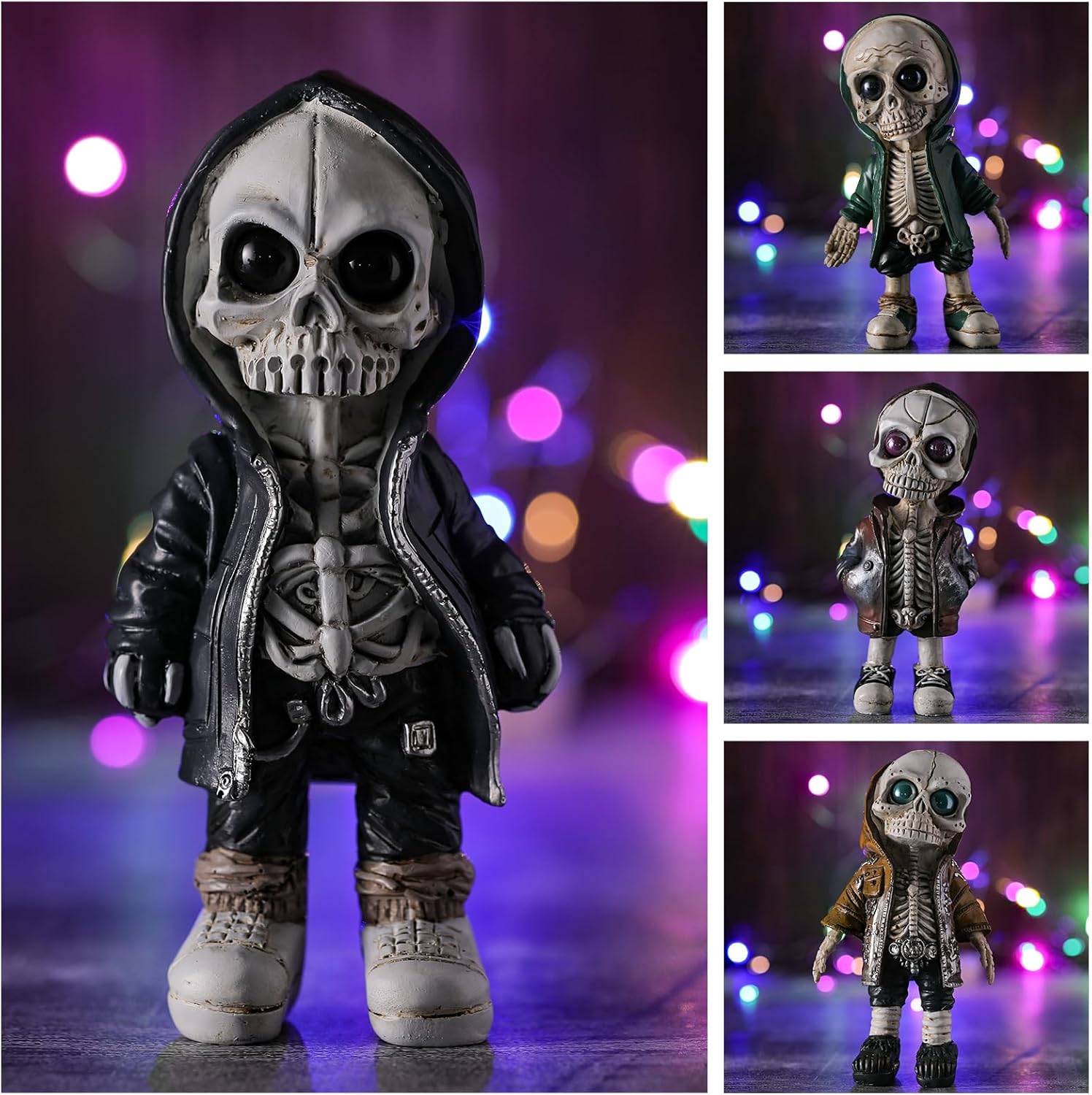 Amazon.com: Liliful 4 Pcs Cool Skeleton Figurines Cute Statue Skeleton ...