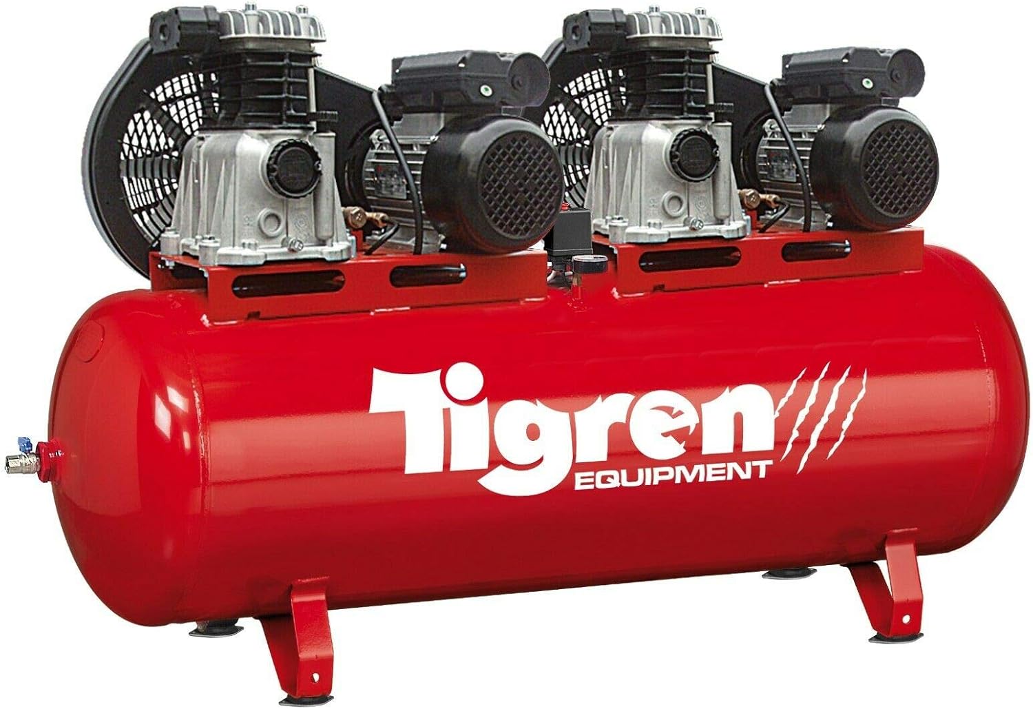 Tigren 04386 270 Litre Tandem Air Compressor Twin 3HP = 6HP Motor 230v ...