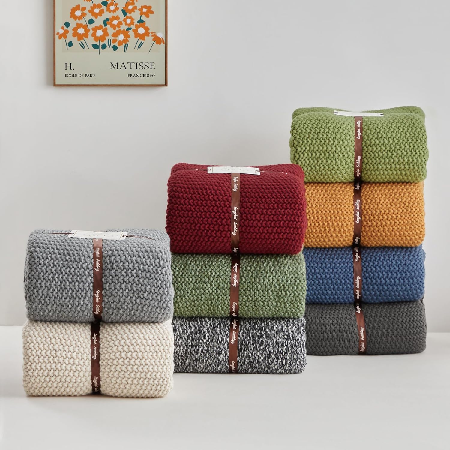 Amazon.com: Longhui bedding Chunky Cable Knit Throw Blanket for Couch ...