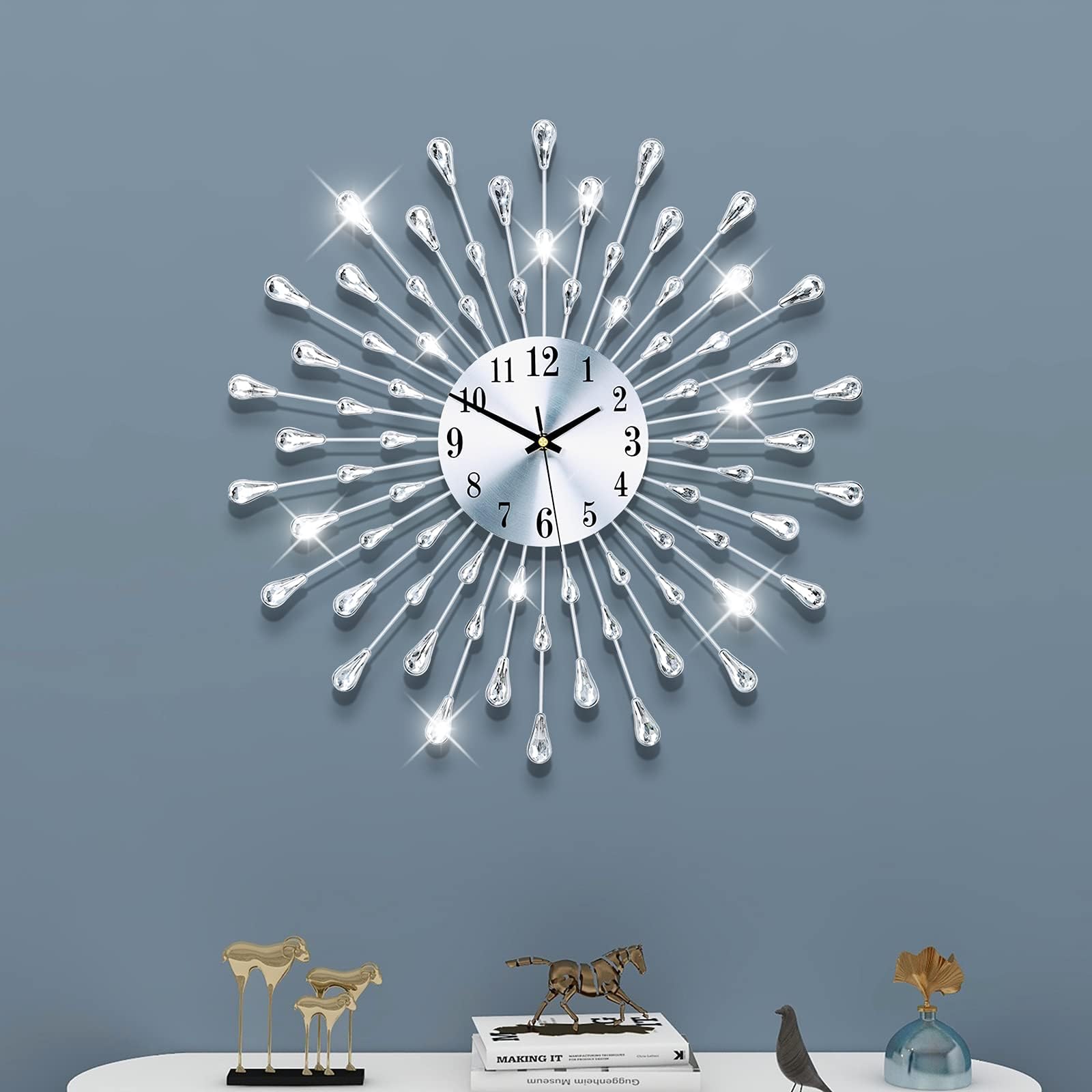 Amazon.com: SOONHUA Wall Clock Modern Crystal Diamond Wall Clocks ...