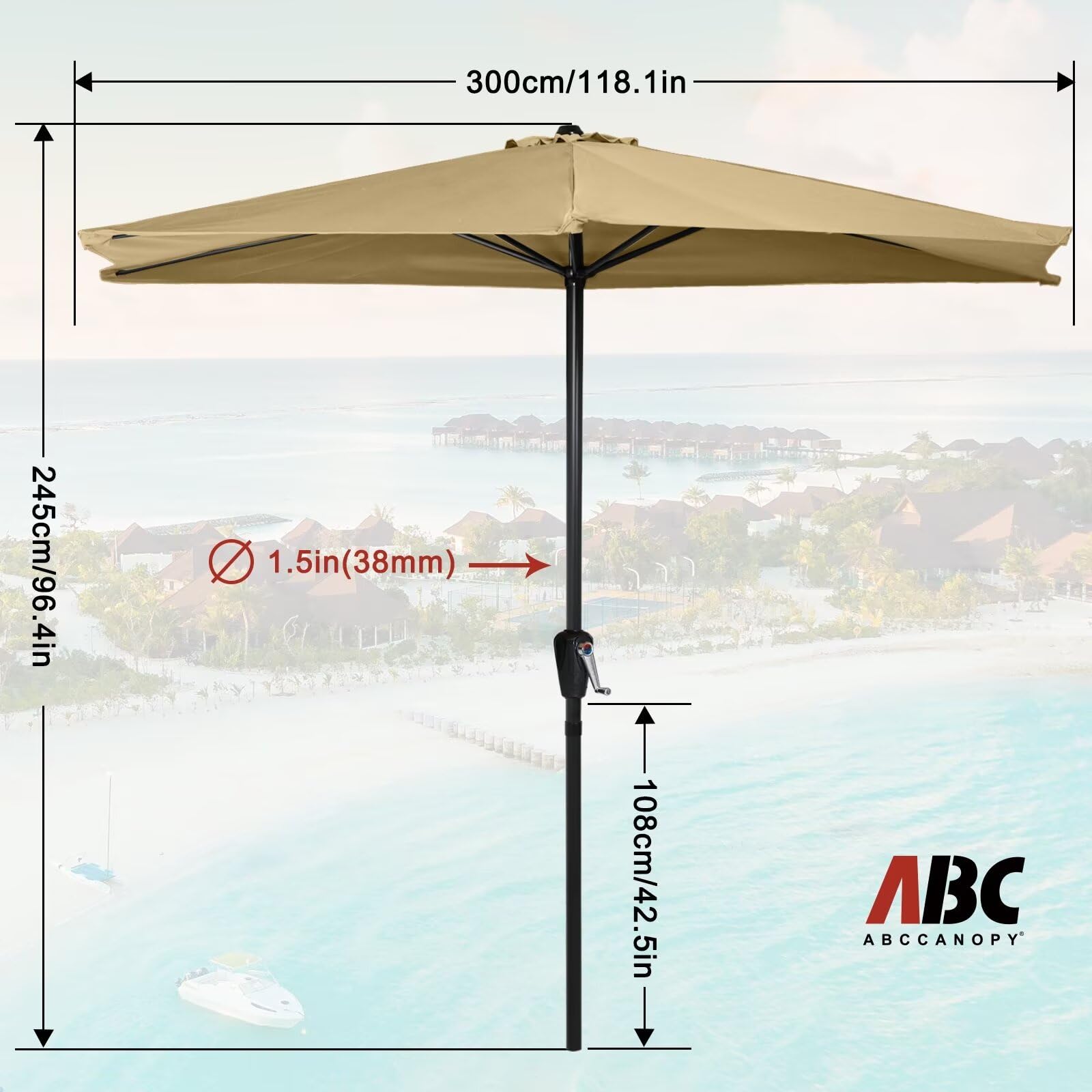 Snapklik.com : ABCCANOPY Patio Umbrella 11FT - Outdoor Half Umbrellas ...