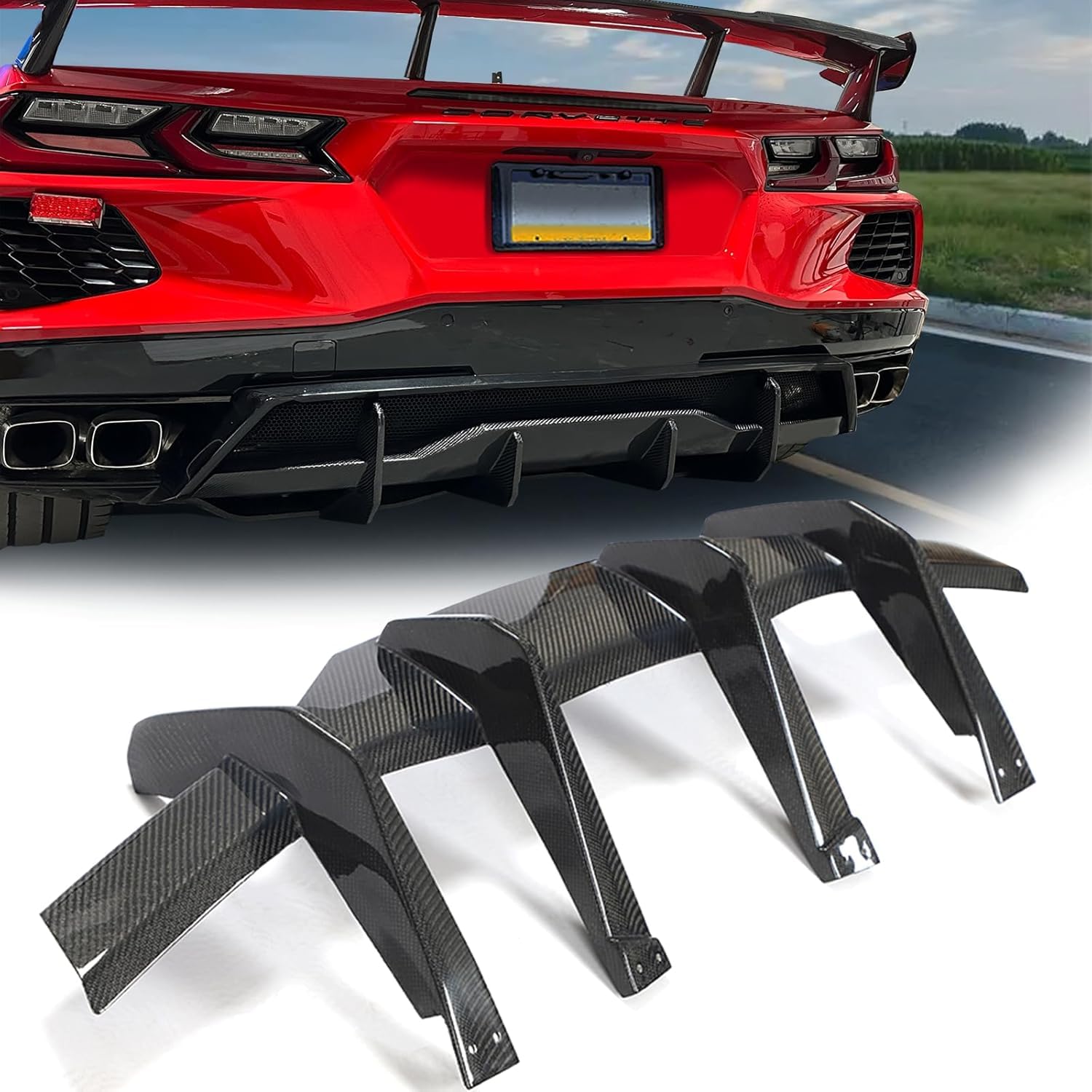Snapklik.com : Etesan Real Carbon Fiber Rear Bumper Diffuser Fit For ...