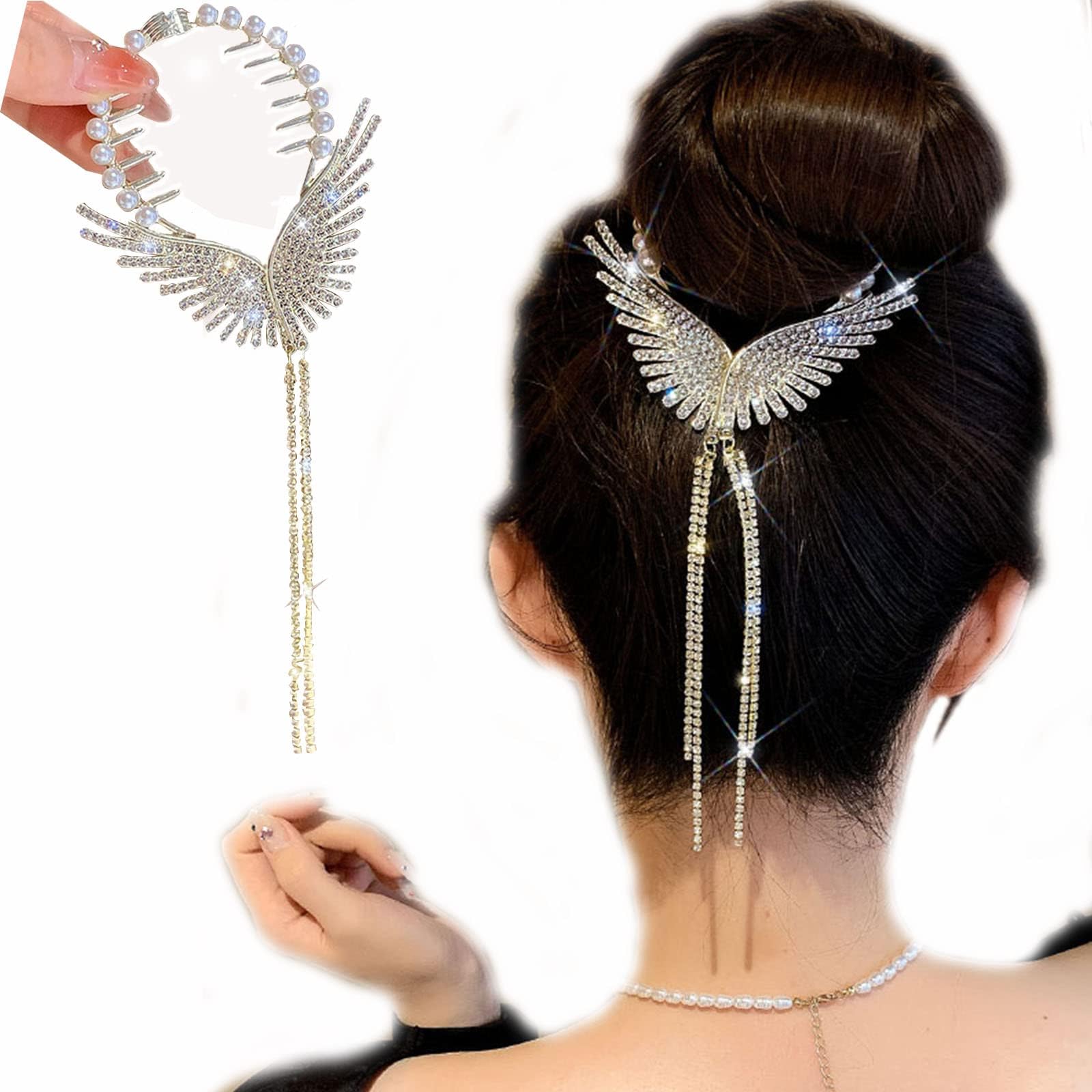 Amazon.com : Ponytail Hair Clips for Women, Pearl Rhinestone Hair ...