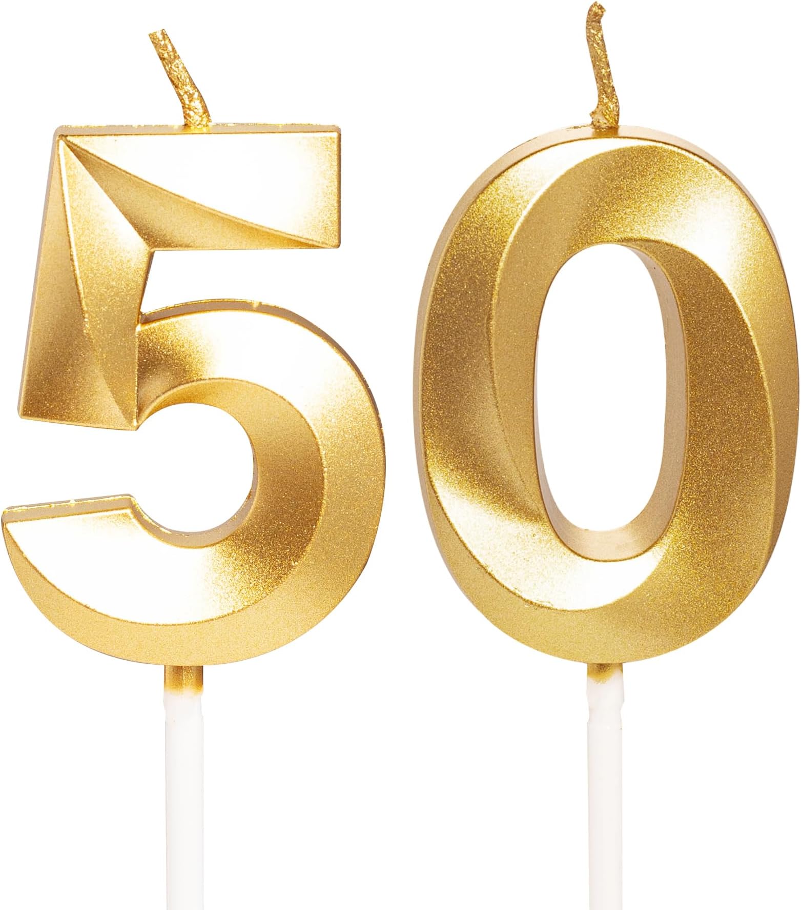 Gold 50th Birthday Candles Number 50 Candles for Birthday Cake, 50th ...