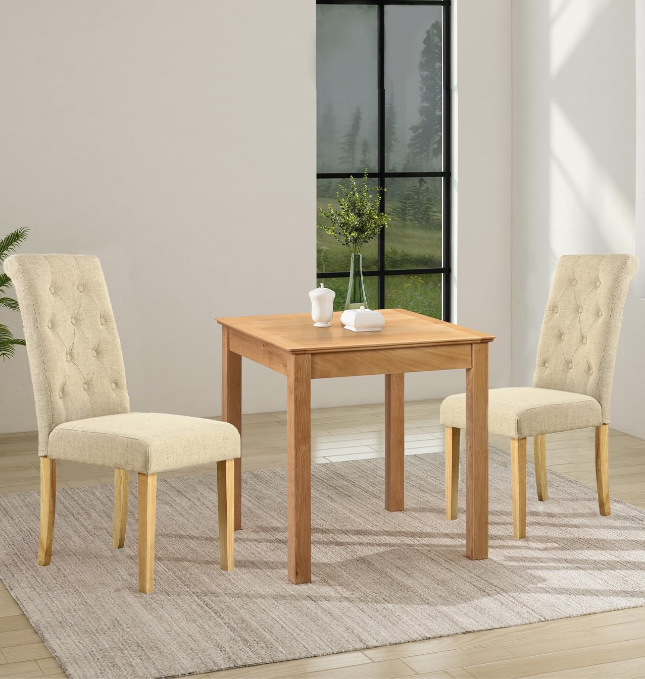 Hallowood Furniture Hereford Small Dining Table and 2 Chairs, Square ...