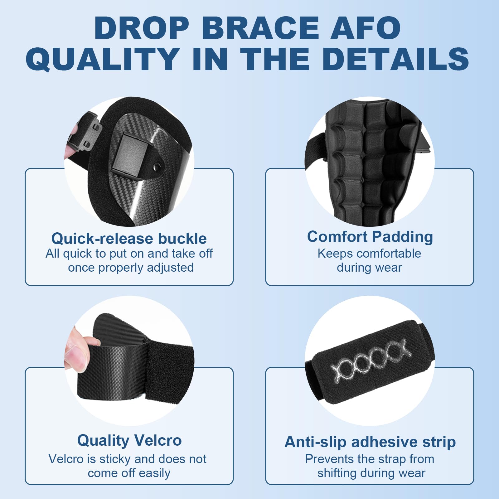 Drop Foot Brace AFO Ankle Orthosis, For Walking, BOA Tether Foot Drop Brace