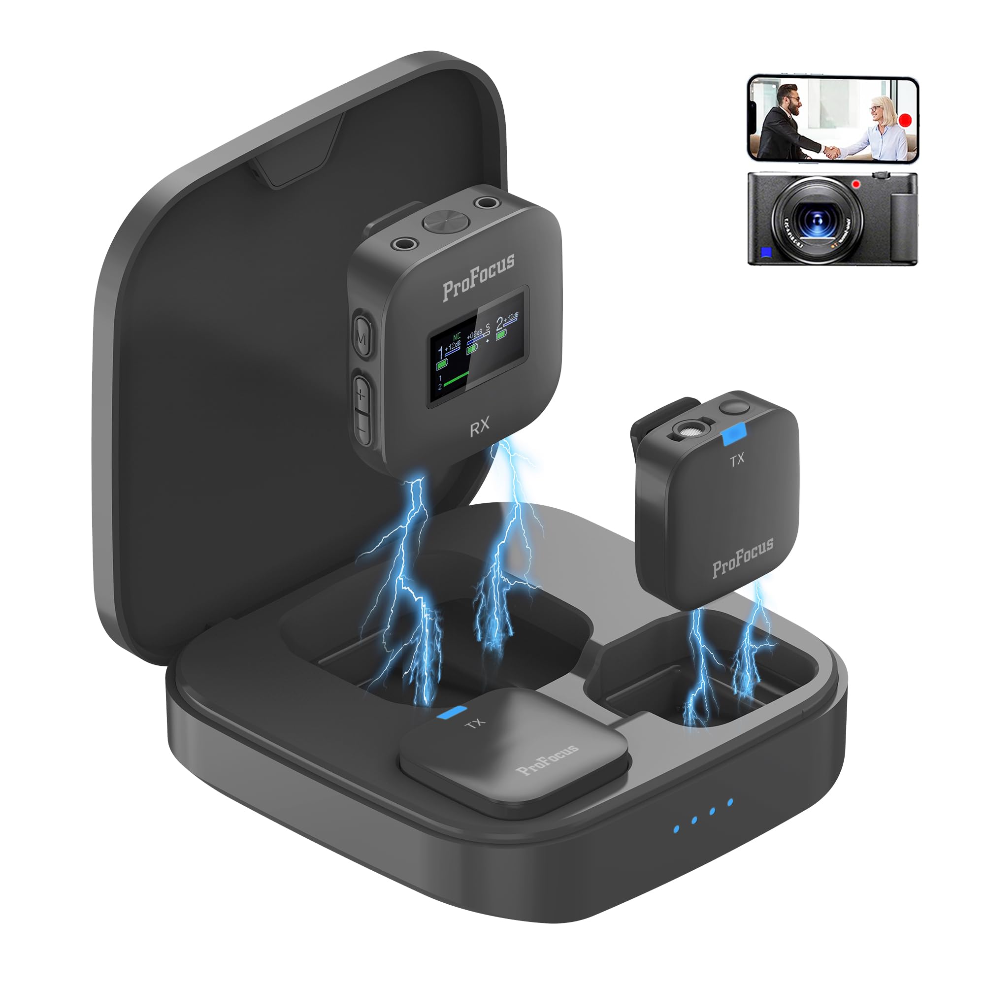 ProFocus Dual Channel Wireless Microphone PF55 Mini Lapel Mic ...