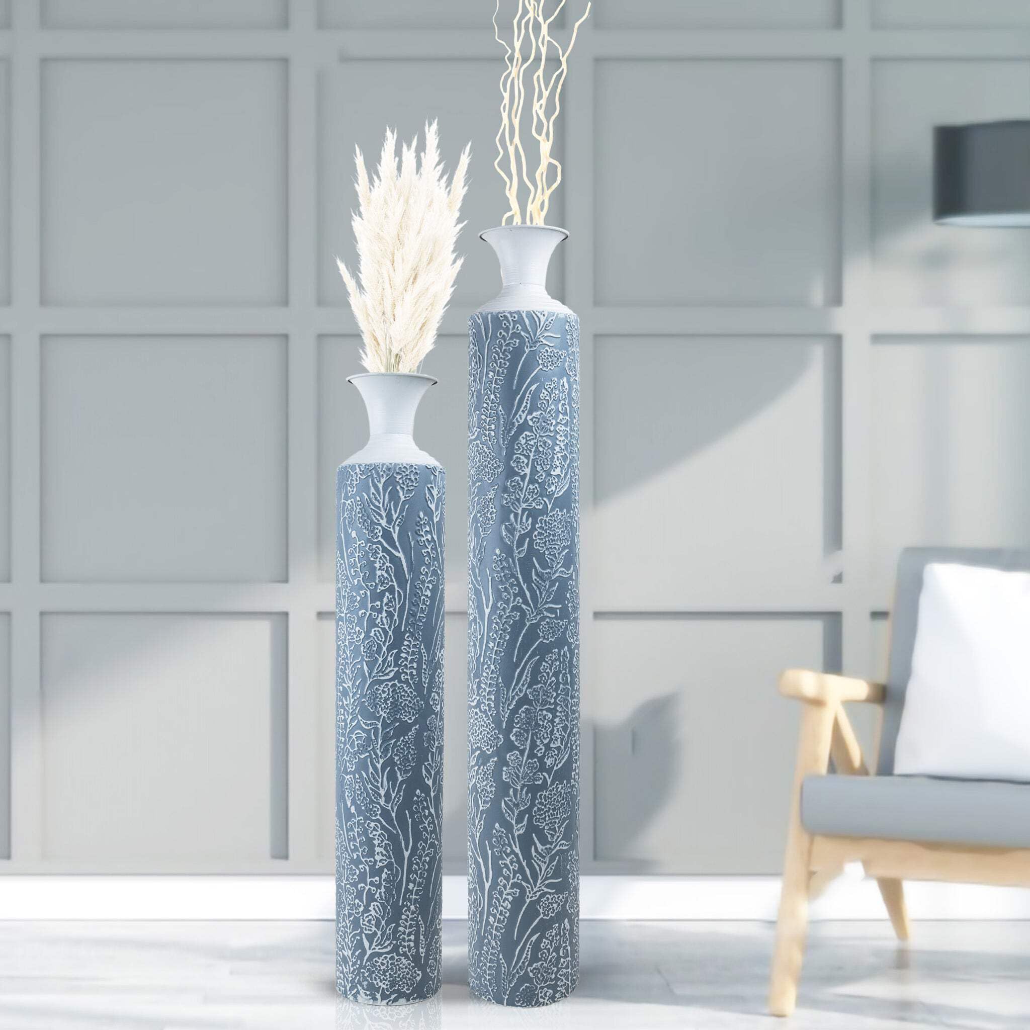 Amazon.com: ACCENT COLLECTION HZ Metal Tall Vases, Large Floor Vase Set of 2, 32" and 40" Living ...