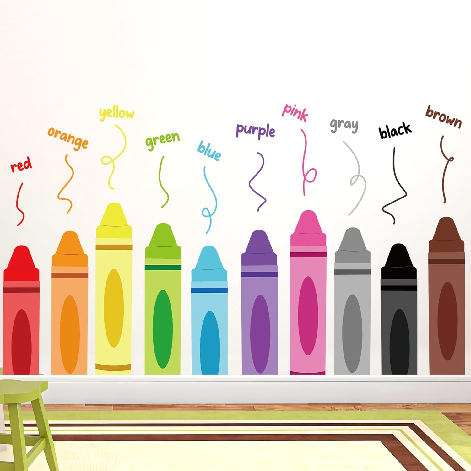 Amazon.com: Colorful Crayon Wall Decals Color Crayon Wall Stickers Peel ...