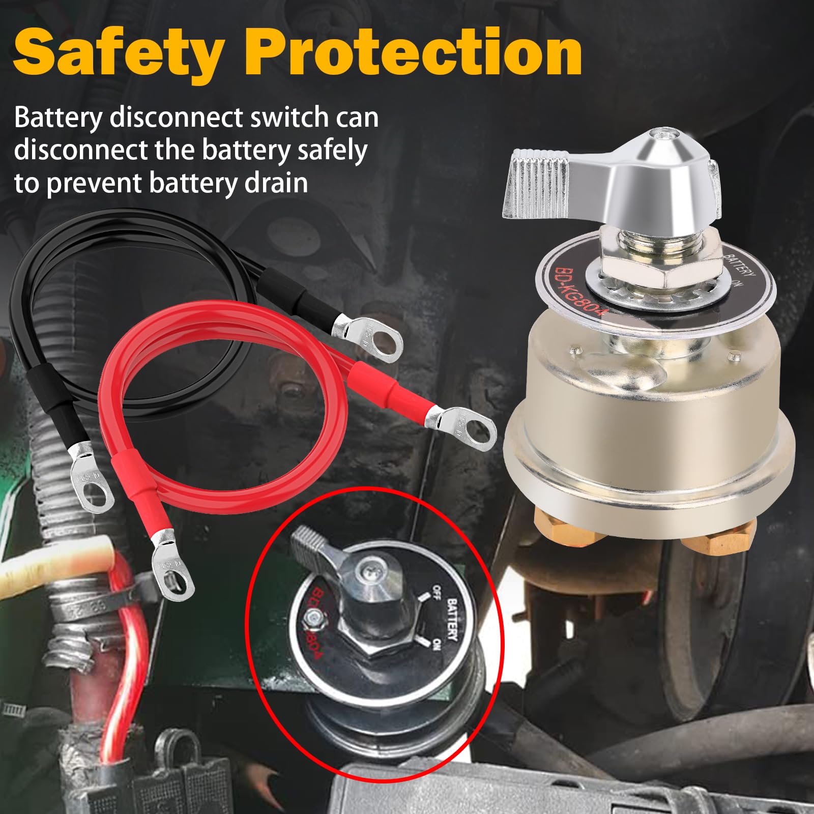 Snapklik.com : 12-48V 200A Master Battery Disconnect Switch & 4 AWG 1FT ...