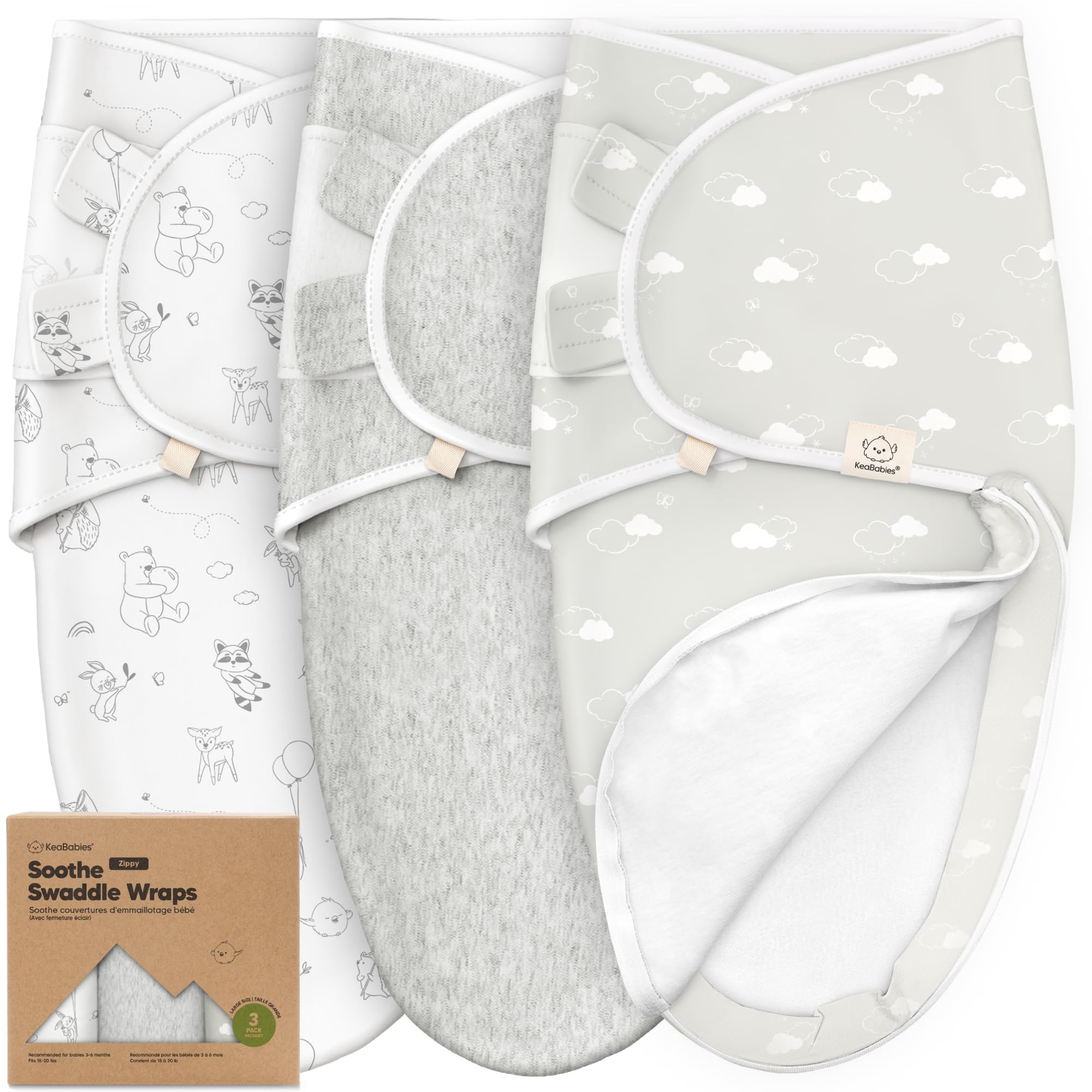 Amazon.com: Baby Swaddle Sleep Sacks with Zipper - 3-Pack Newborn ...