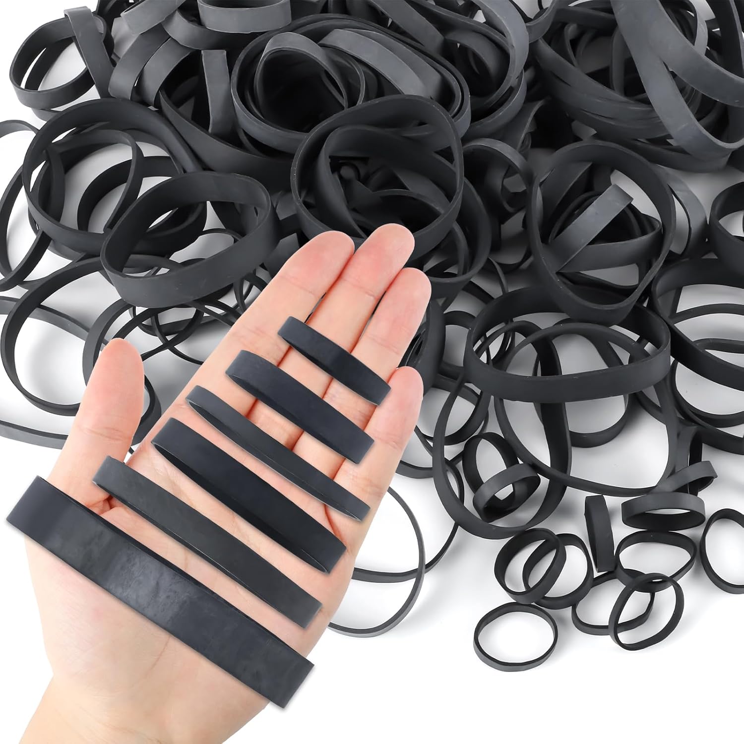 Amazon.com : 200 Pcs Heavy Duty Black Rubber Bands Assorted Size Thick ...