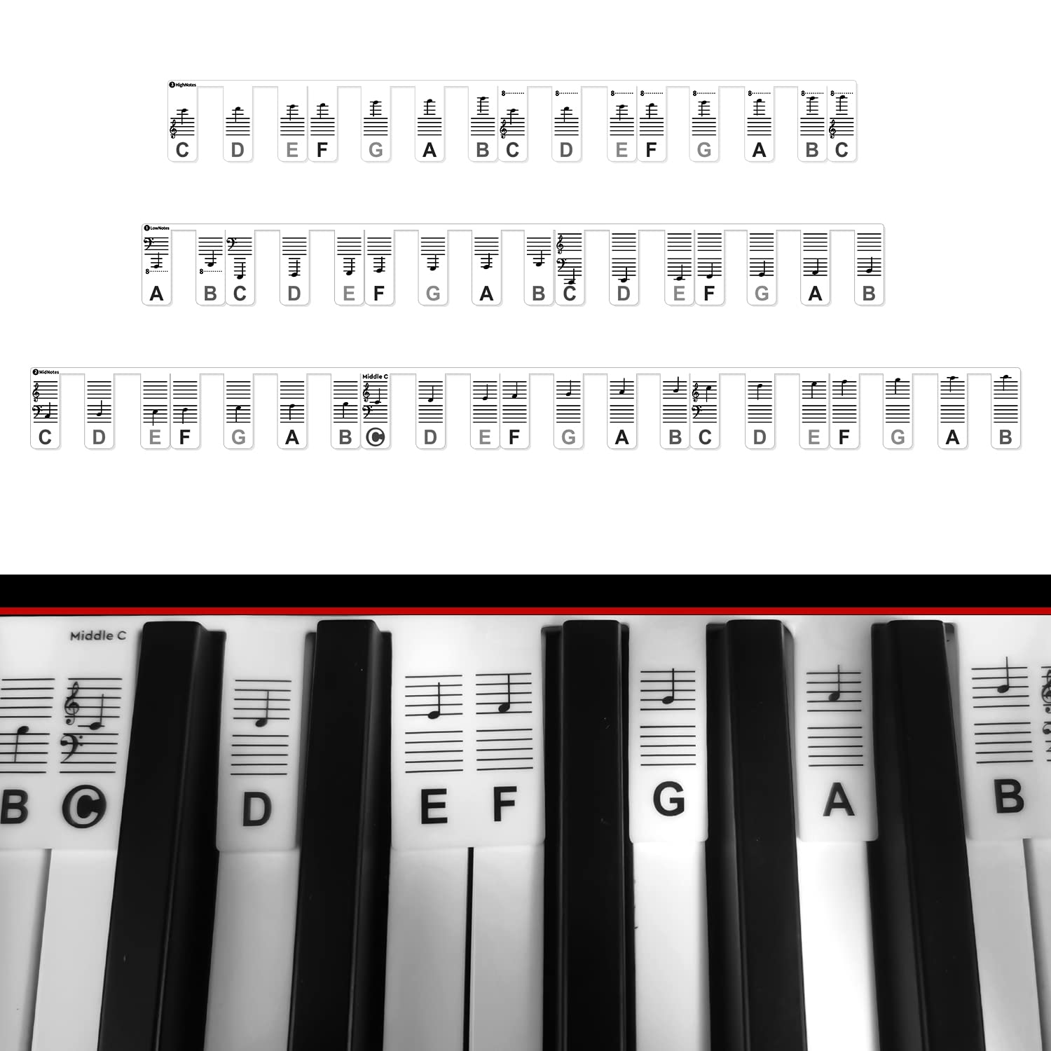 Buy Removable Piano Keyboard Note Labels, Piano Notes Guide for ...