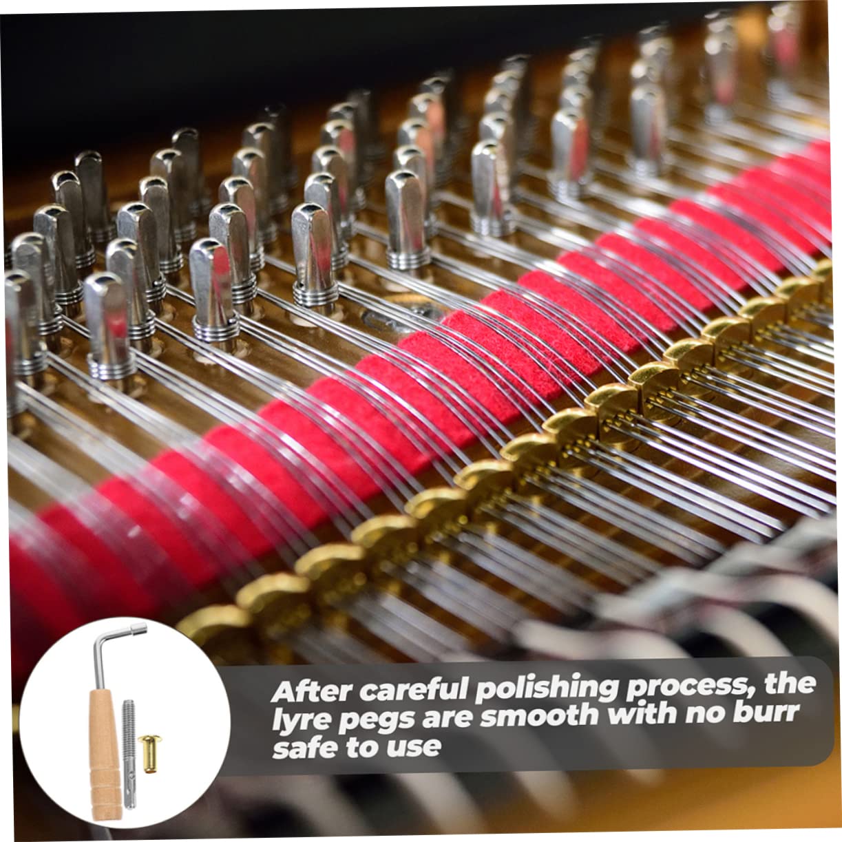 Musical Instrument Repair MILISTEN Lyre Harp Tuning Pin Set - 16 Pins With Tuning Wrench ...