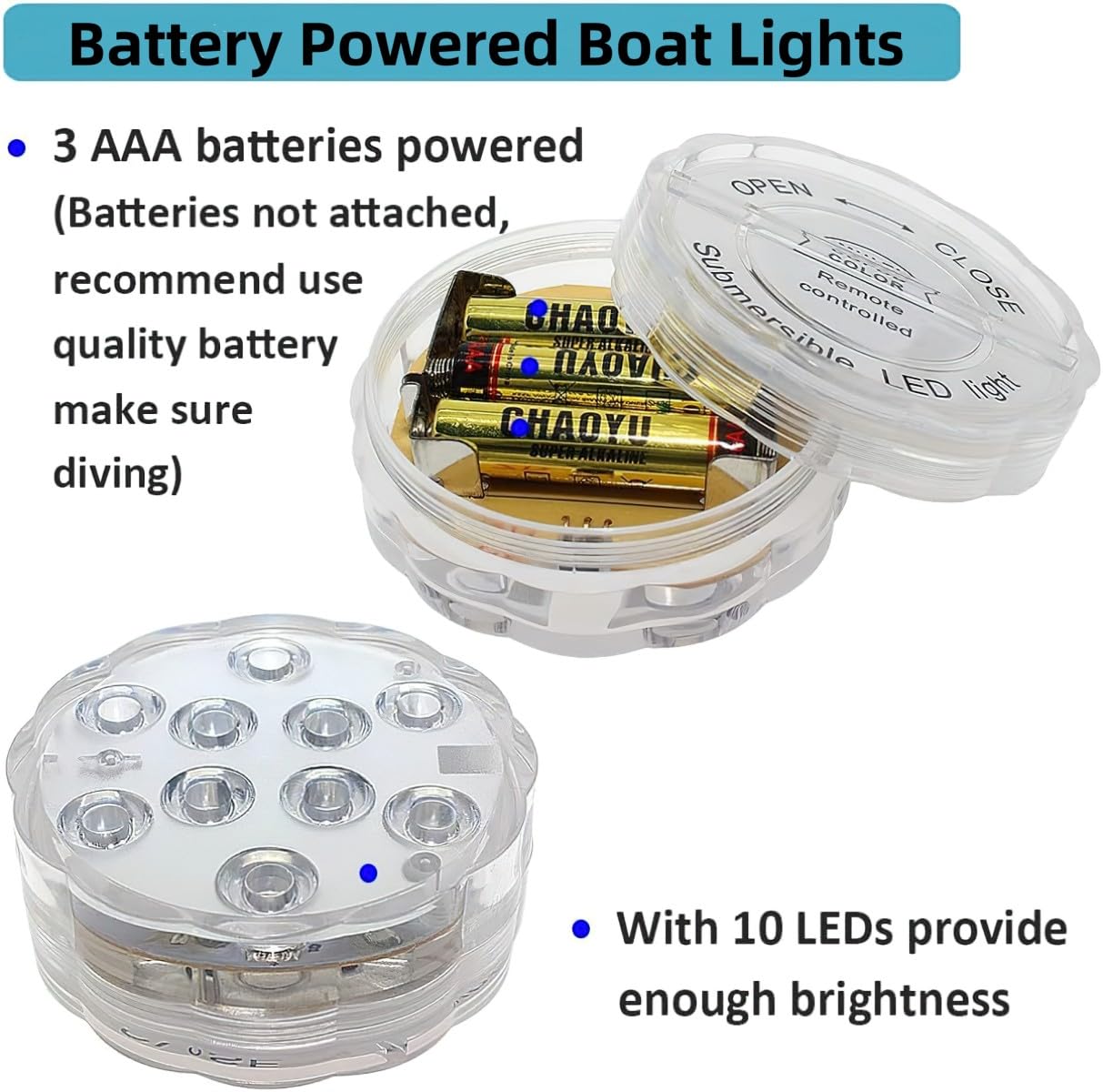 Snapklik.com : Wireless Battery Powered Boat Lights, IP68 Waterproof ...