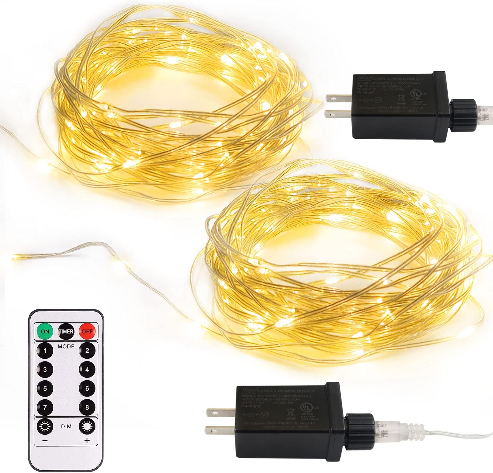 2 Pack Fairy String Lights Plug in, 33Ft 100 Micro Starry LED Starry ...
