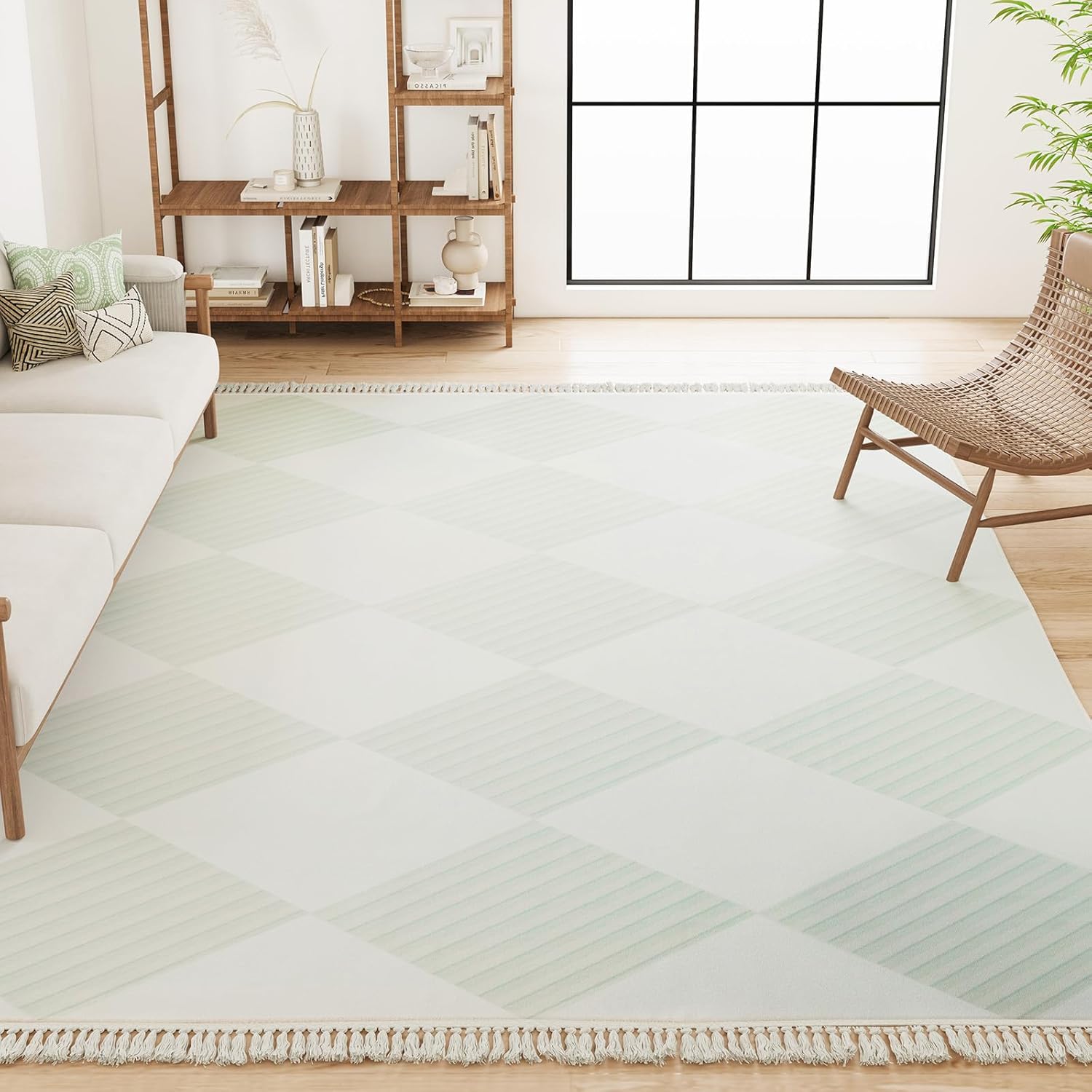 Amazon.com: Belffin Modern Checkered Washable Area Rug 5×7 Entryway Rug ...