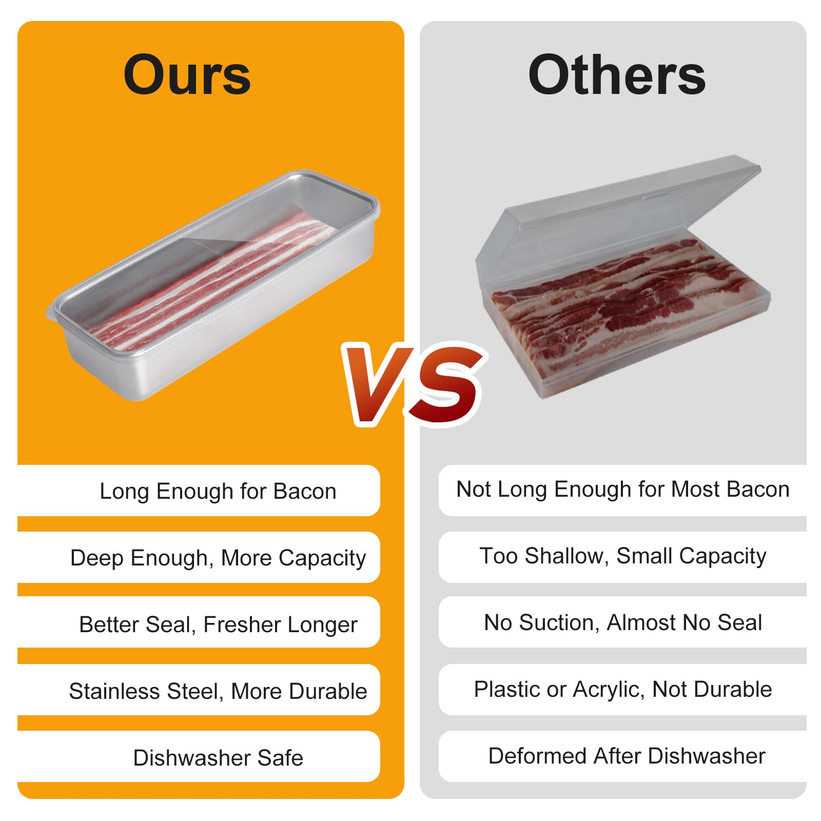 Snapklik.com : Bacon Container For Refrigerator, 304 Stainless Steel ...