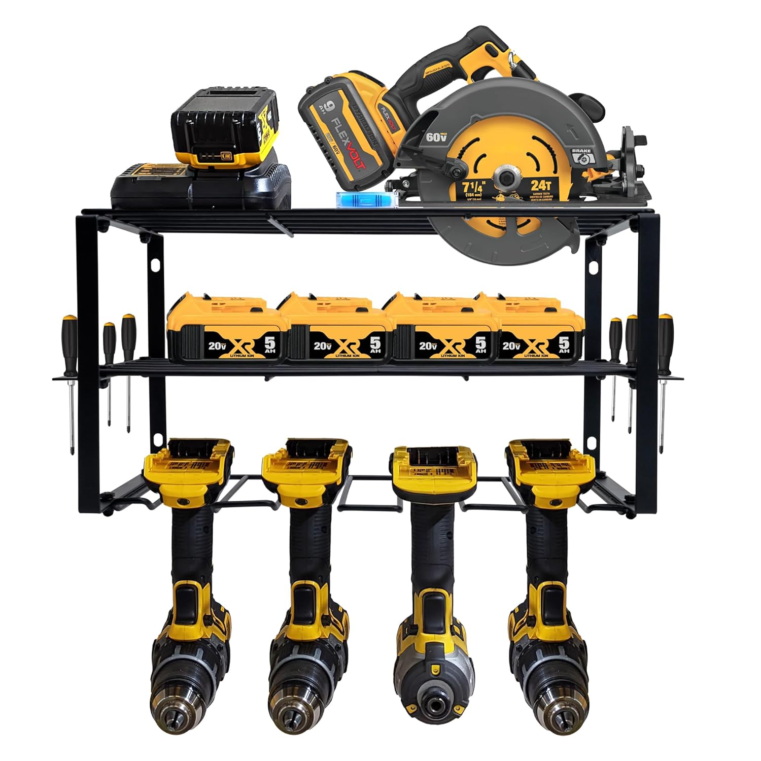 TOOLHUSKI Power Tool Organizer Wall Mount - Built-in Level for Faster ...