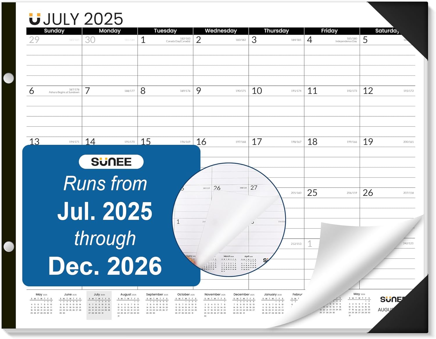 Amazon.com : SUNEE 2025-2026 Desk Calendar Large 22x17 until December ...