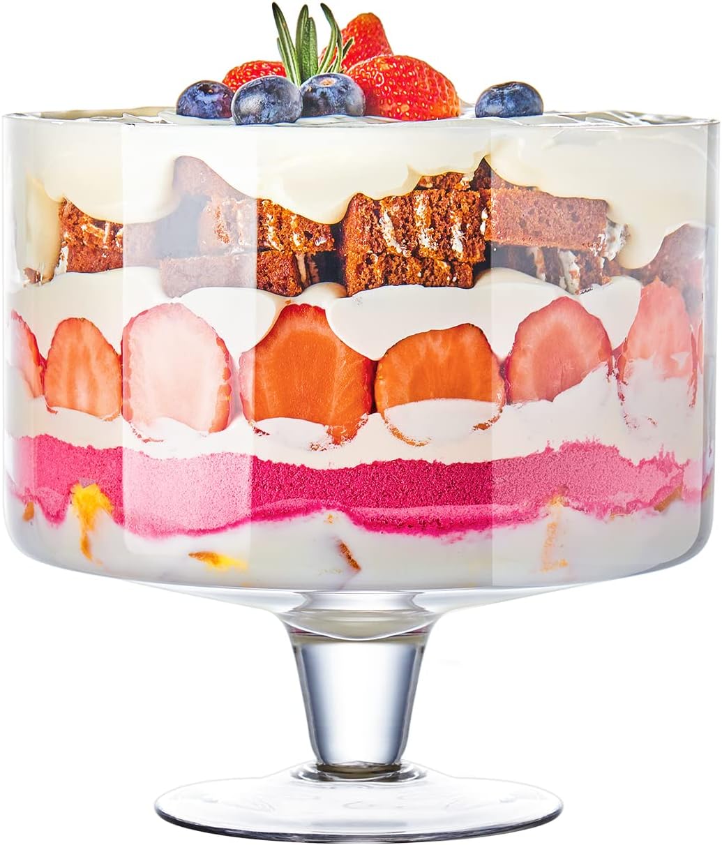 Amazon.com: GRANDARTIC Trifle bowl with Pedestal Glass Crystal-Clear ...