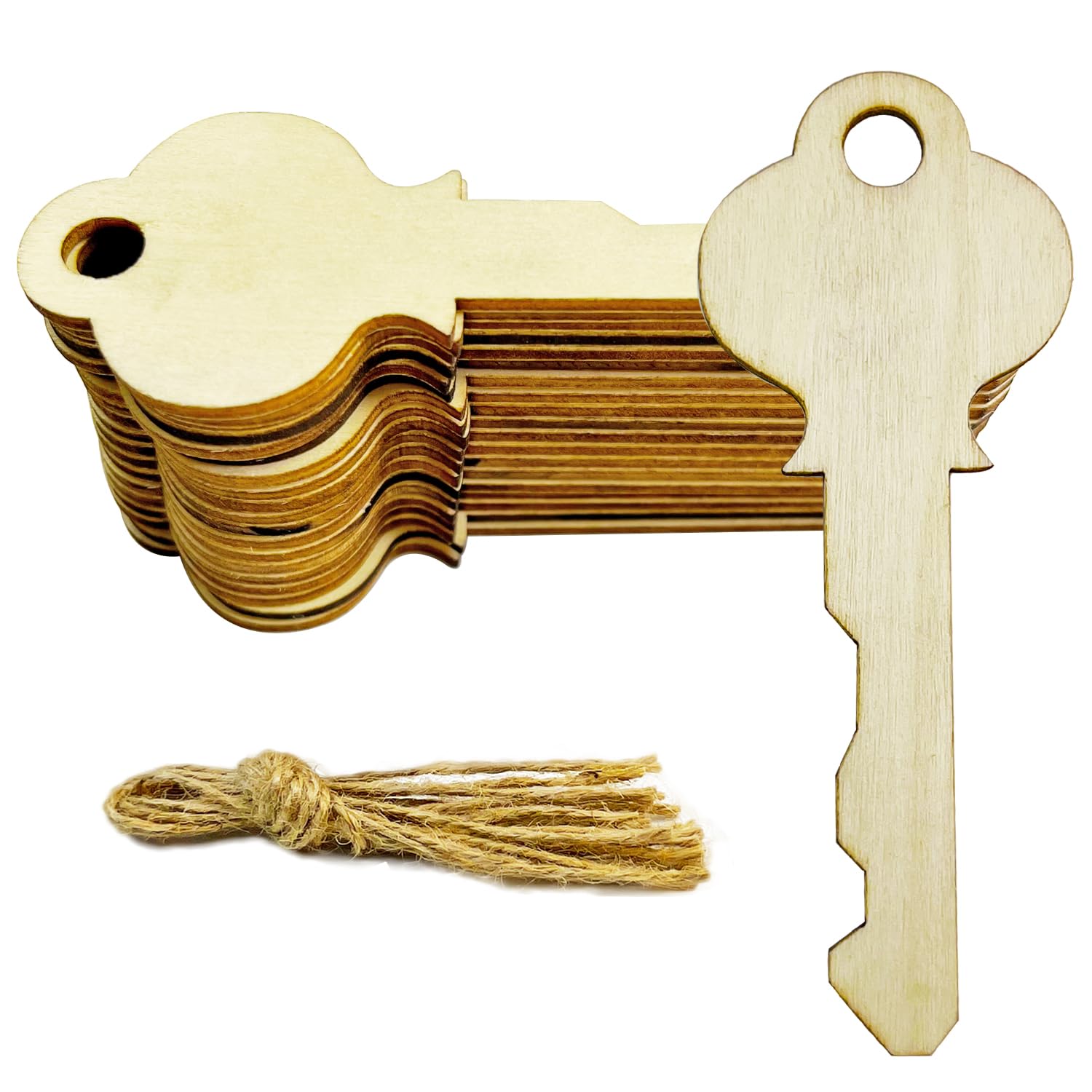 Amazon.com: 30pcs Key Wood DIY Crafts Cutouts Blank Wooden Key Shaped ...