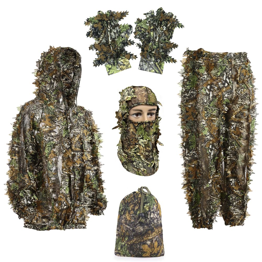 Snapklik.com : Ghillie Suit Gilly Hunting Suits Pants 3D Leaf Camo ...