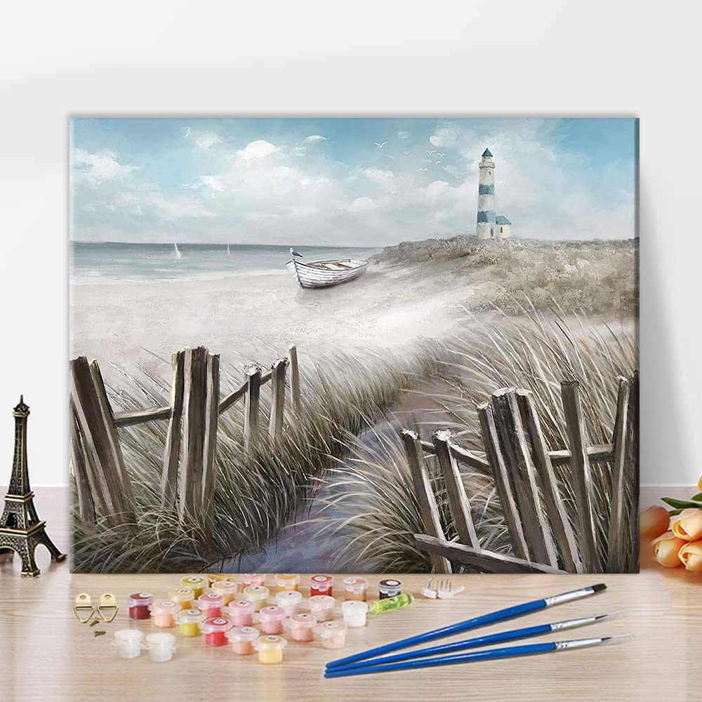 Amazon.com: Rebotipy Paint by Number Ocean Seascape Blue for Adults DIY ...