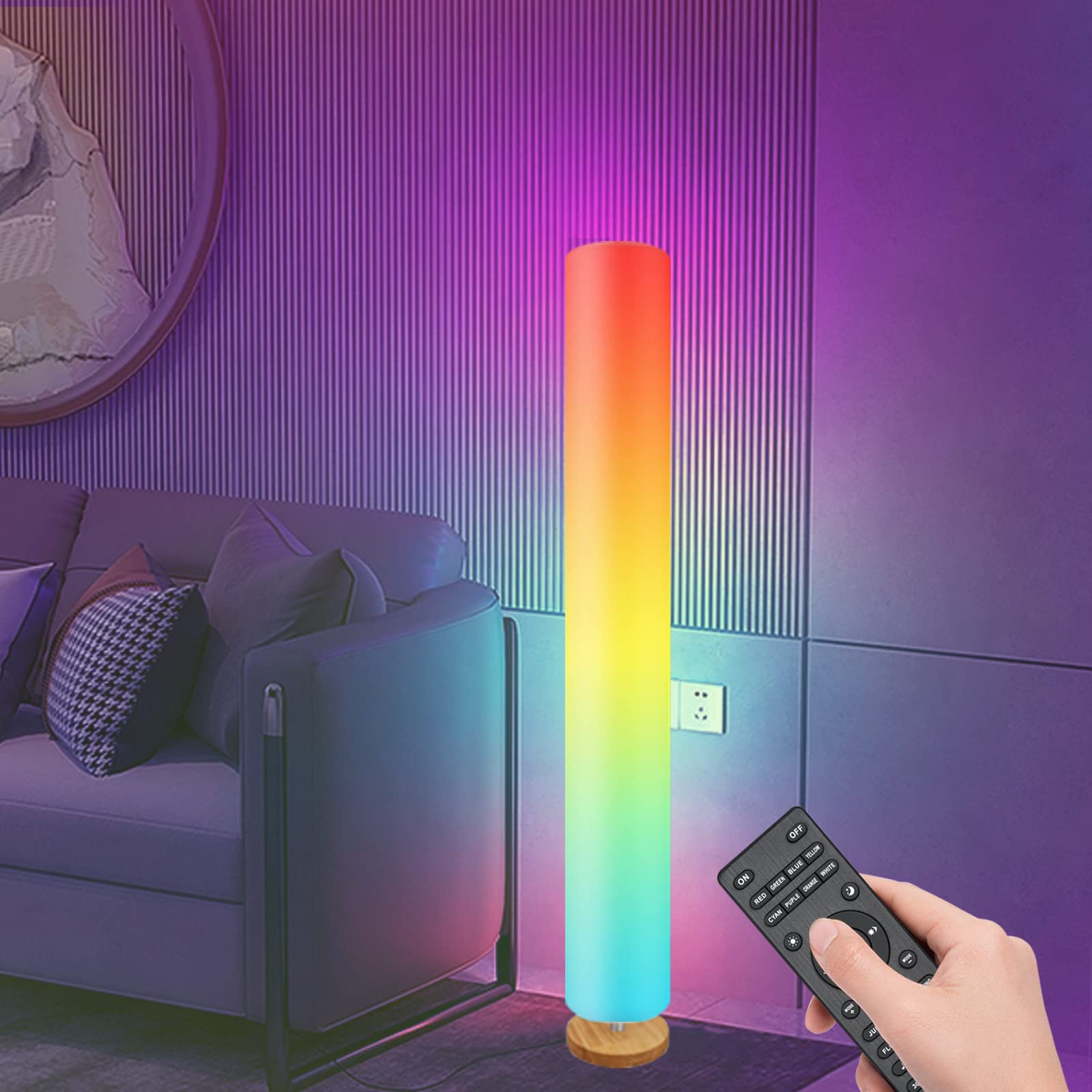 RGBIC Floor Lamps with Music Sync, Modern RGB Color Changing & Dimmable ...
