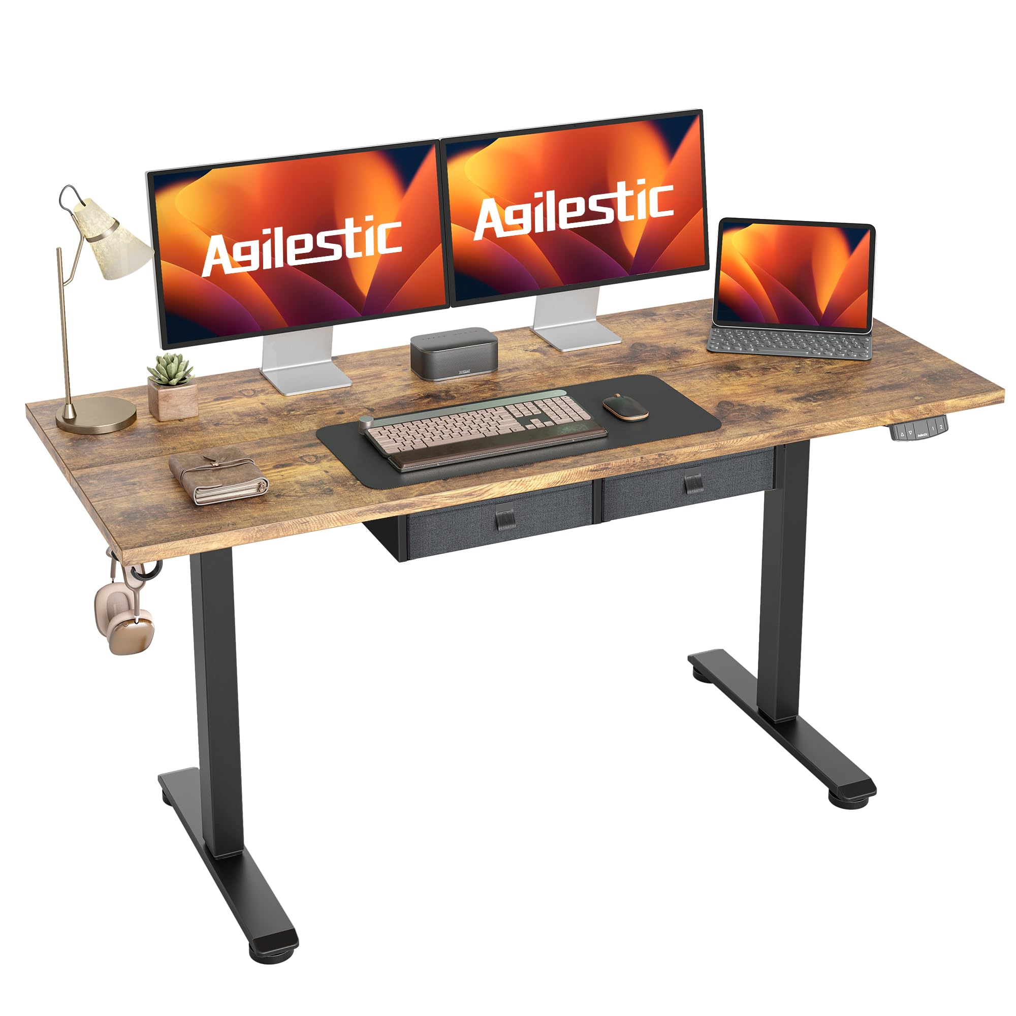 Amazon.com: Agilestic Standing Desk with 2 Drawers, Adjustable Height ...