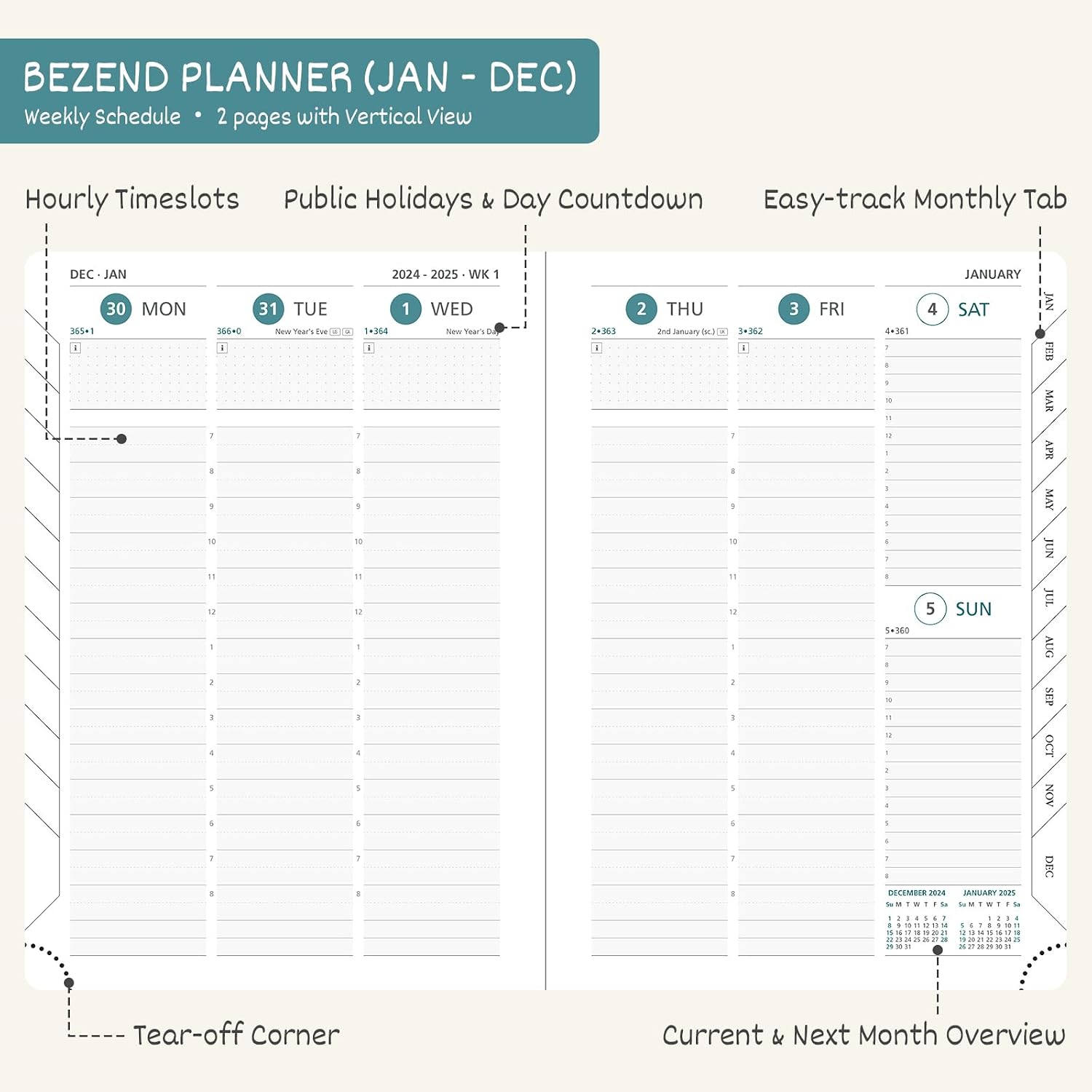 BEZEND 2025 Planner Daily Weekly & Monthly 5.8 x Australia | Ubuy