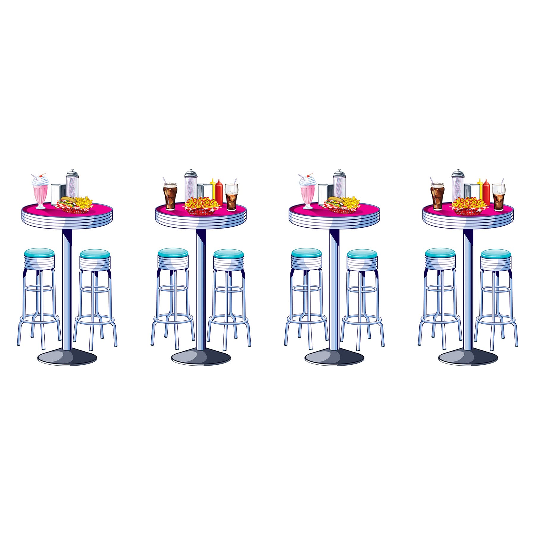 Amazon.com: Beistle 4 Piece Retro 1950's Soda Shop Tables & Stools Wall ...