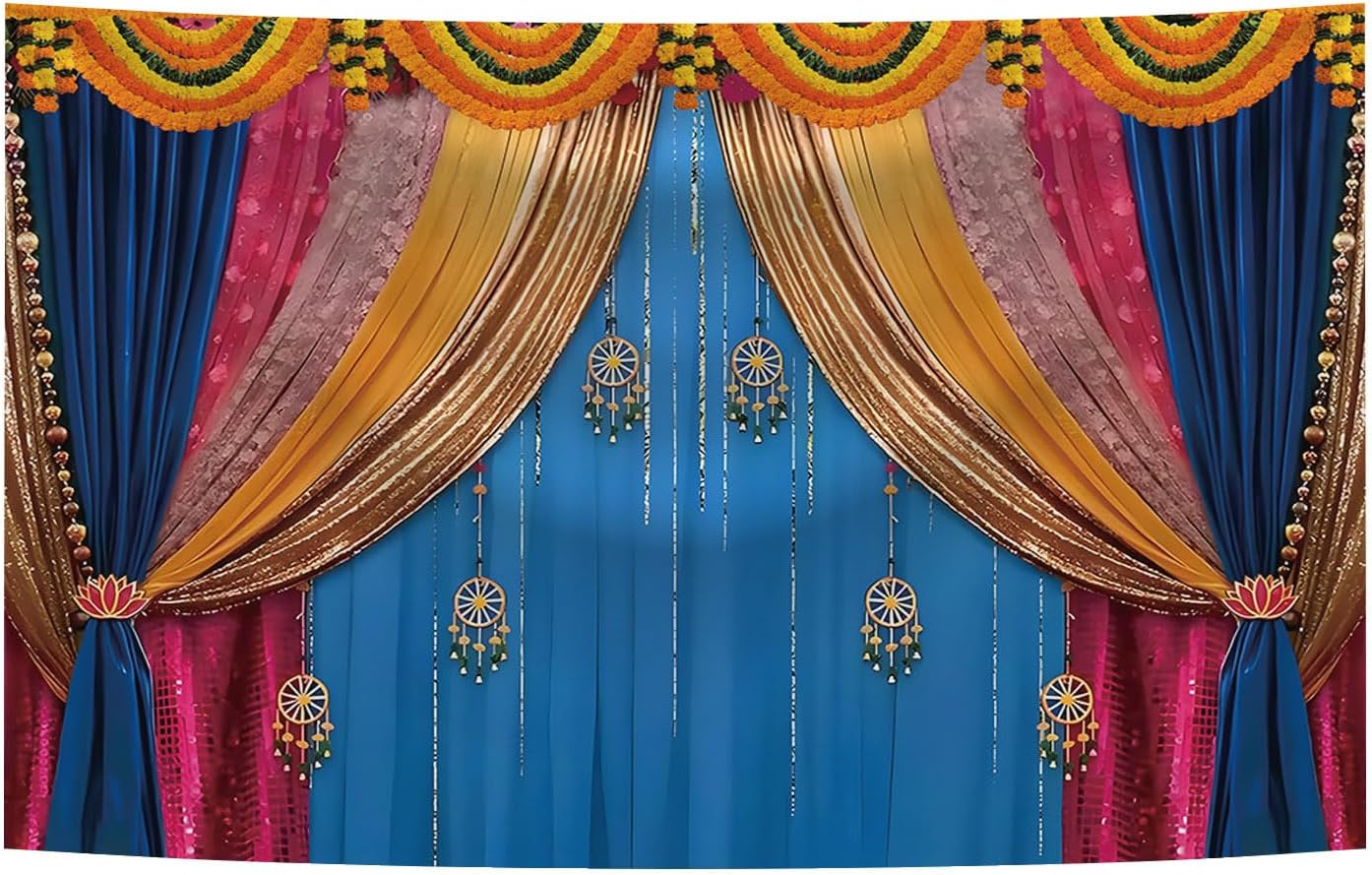 Amazon.com : Wollmix Pooja Backdrop Decoration Cloth Items Indian ...