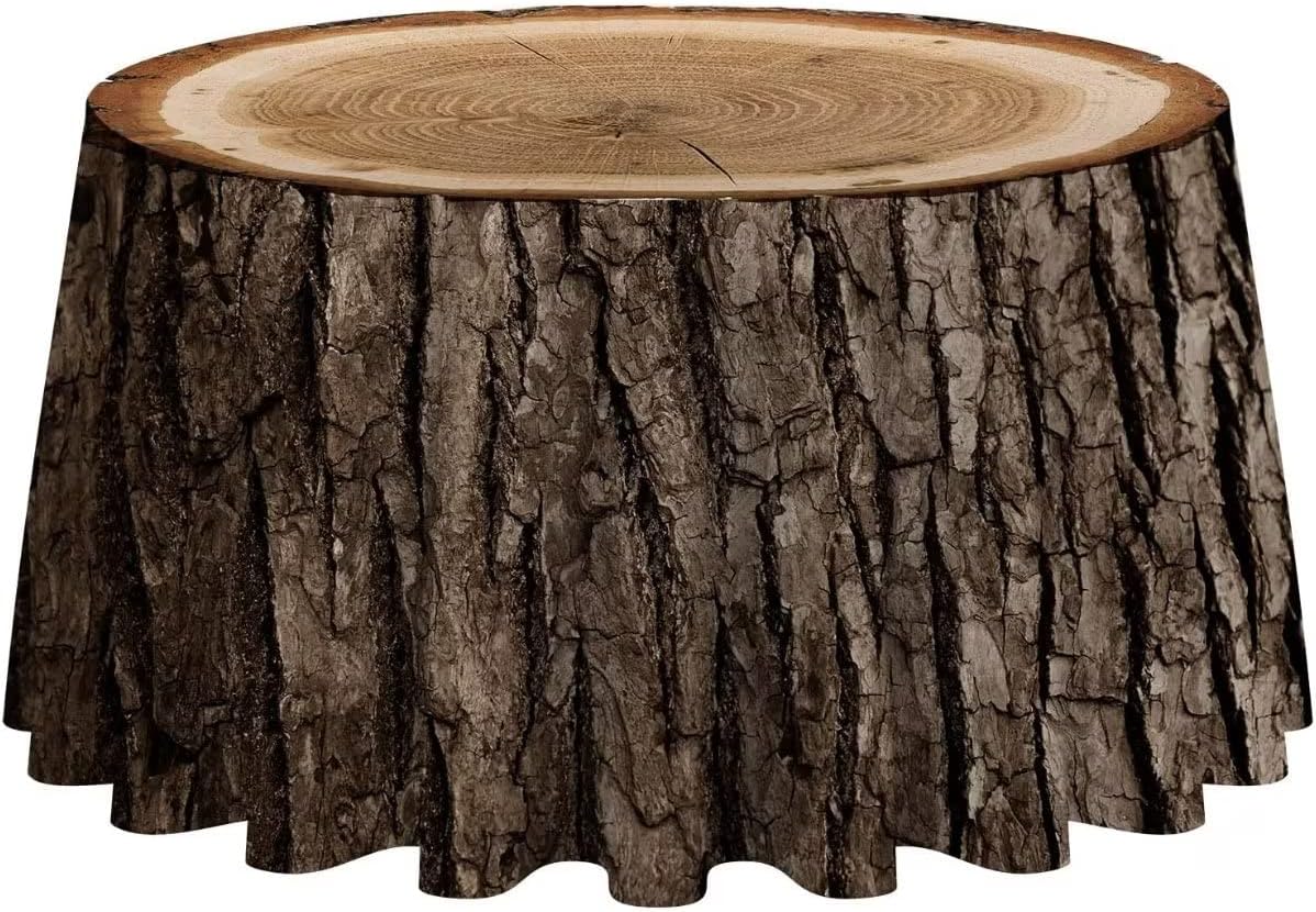 Amazon.com: Round Tablecloth - 70 Inch Wood Stump Circular Table Cover ...
