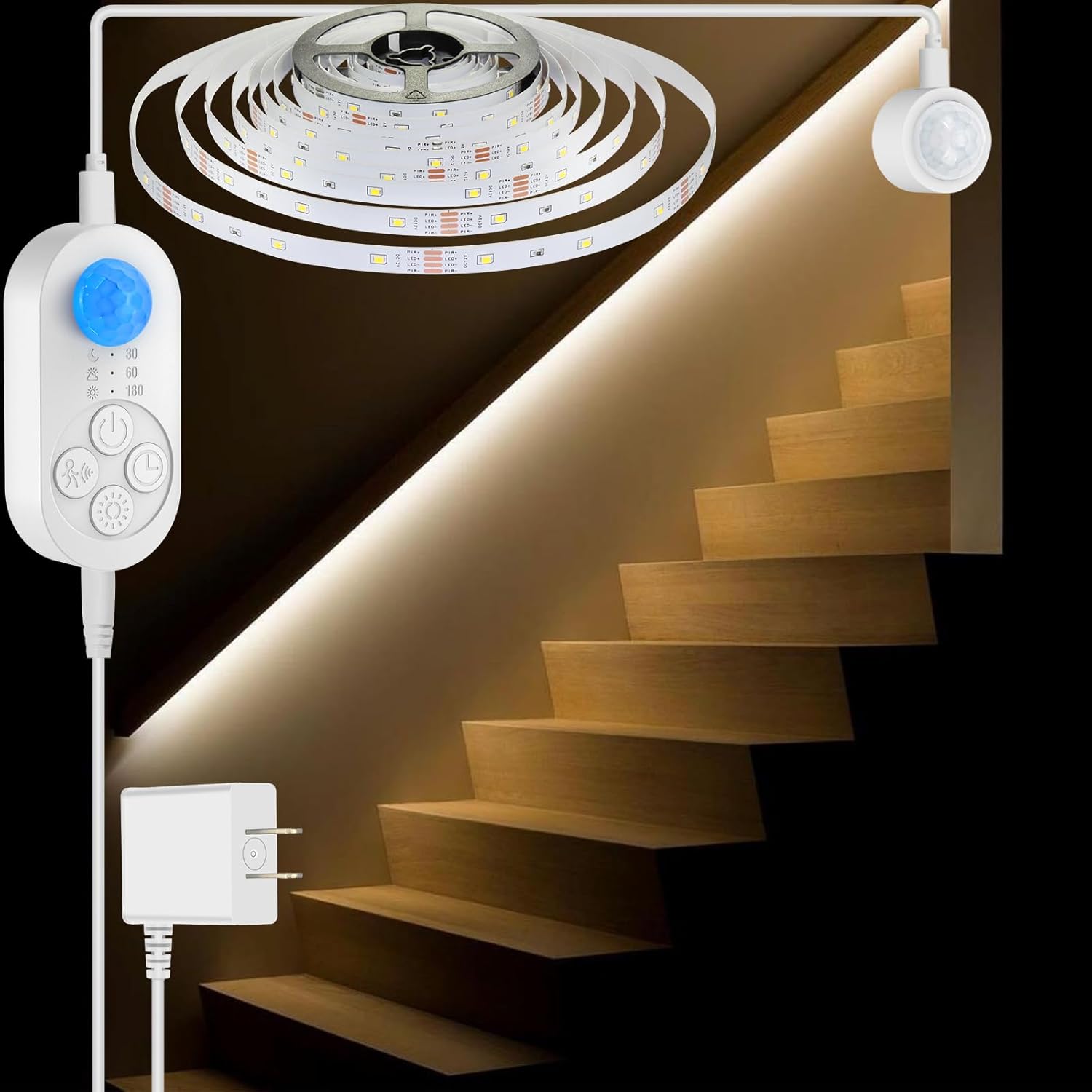 Dual Motion Sensor Light Indoor - Plug-in Motion Activated Step Light ...