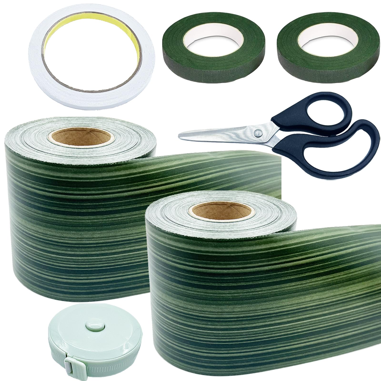 Amazon.com: 2Pcs Green Leaf Ribbon Set, Waterproof Floral Ribbon ...