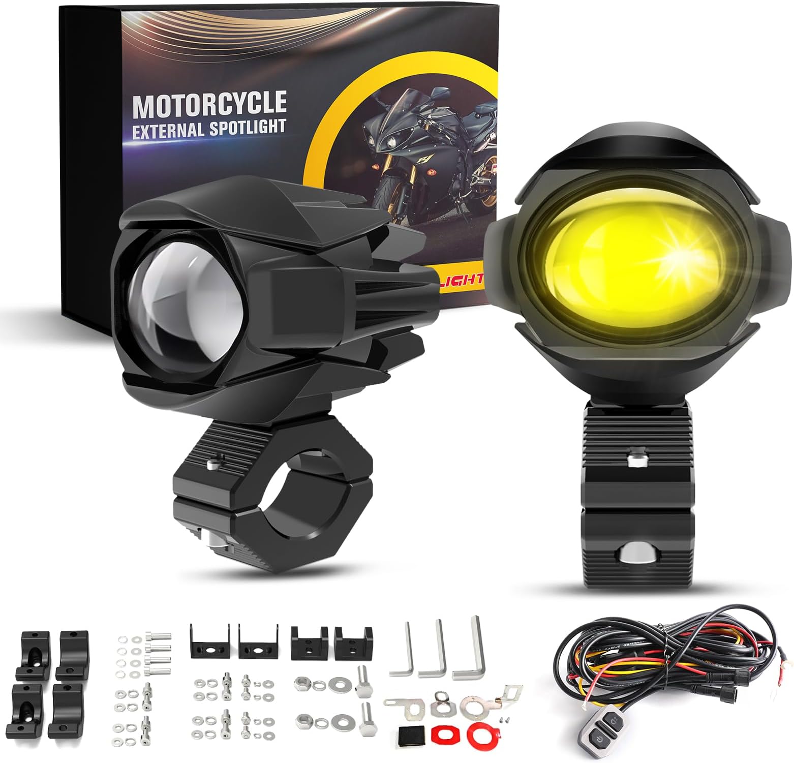 Amazon.com: CO LIGHT LED Motorcycle Fog Lights 60W 18000LM Driving Auxiliary Lights 7 Modes ...
