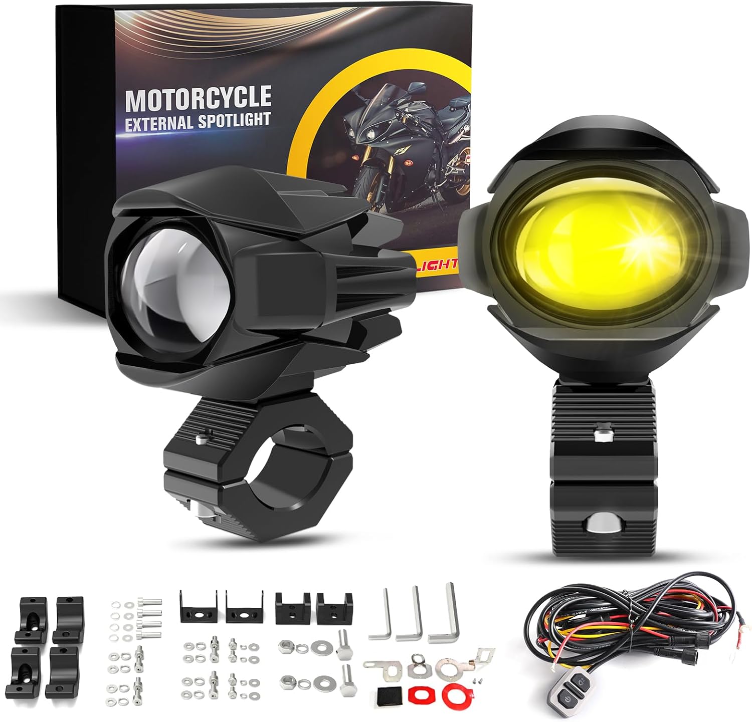 Amazon.com: CO LIGHT LED Motorcycle Fog Lights 60W 18000LM Driving Auxiliary Lights 7 Modes ...