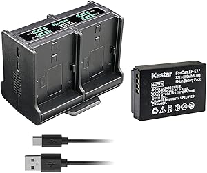 Amazon.com : Kastar 1-Pack Battery and Quadruple Charger Compatible with Canon LP-E12 LPE12 ...