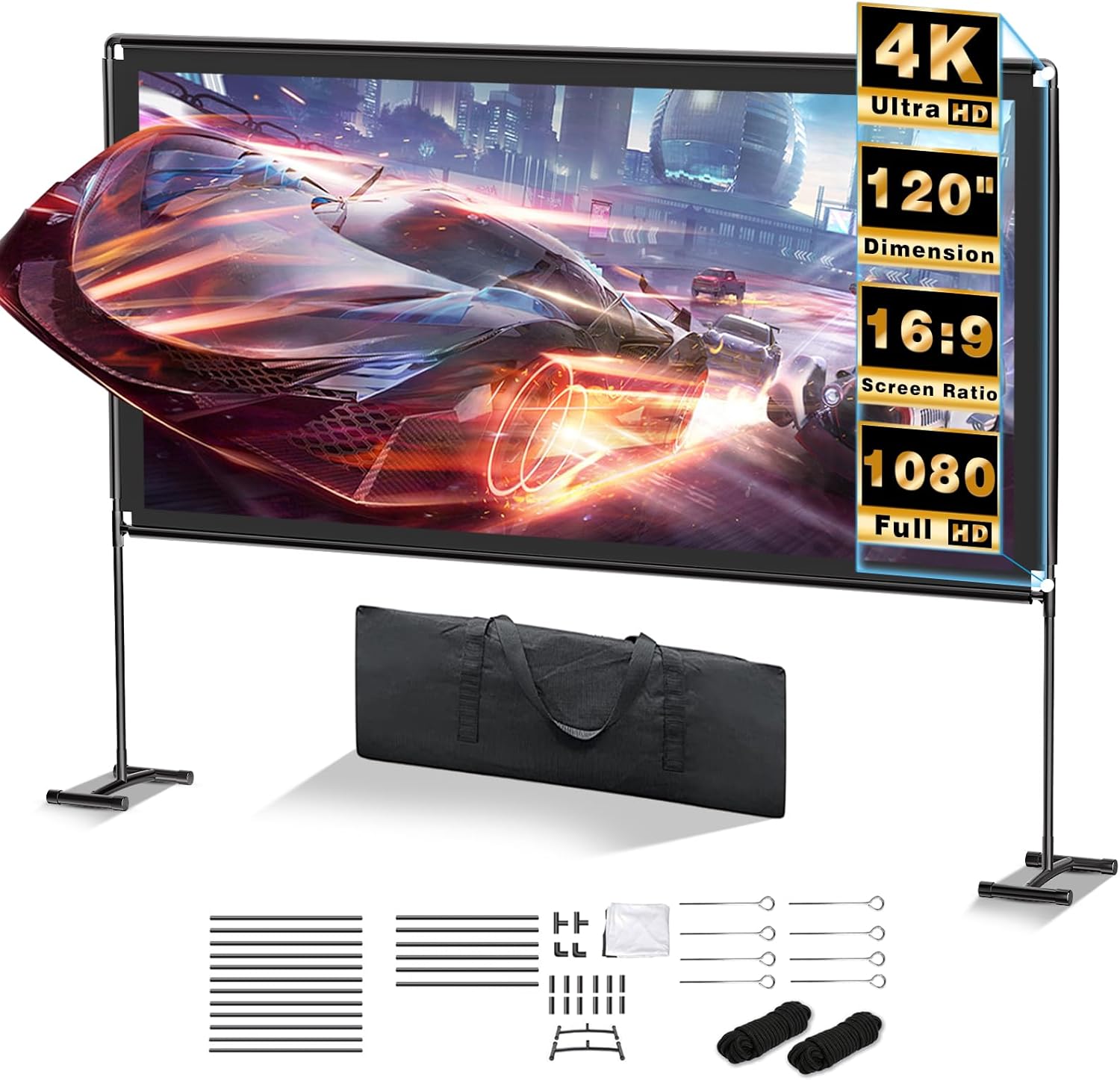 Amazon.com: HOVOBO Upgraded Projector Screen with Stand, 120" Foldable ...