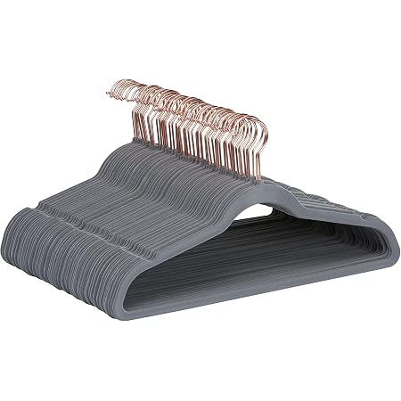 Amazon Basics Slim, Velvet Non-Slip Suit Clothes Hangers, Grey/Rose ...
