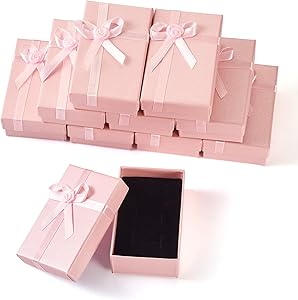 Amazon.com: Magibeads 12Pcs Cardboard Jewelry Gift Boxes with Lids 3.15 x 1.99 Inches Pink ...