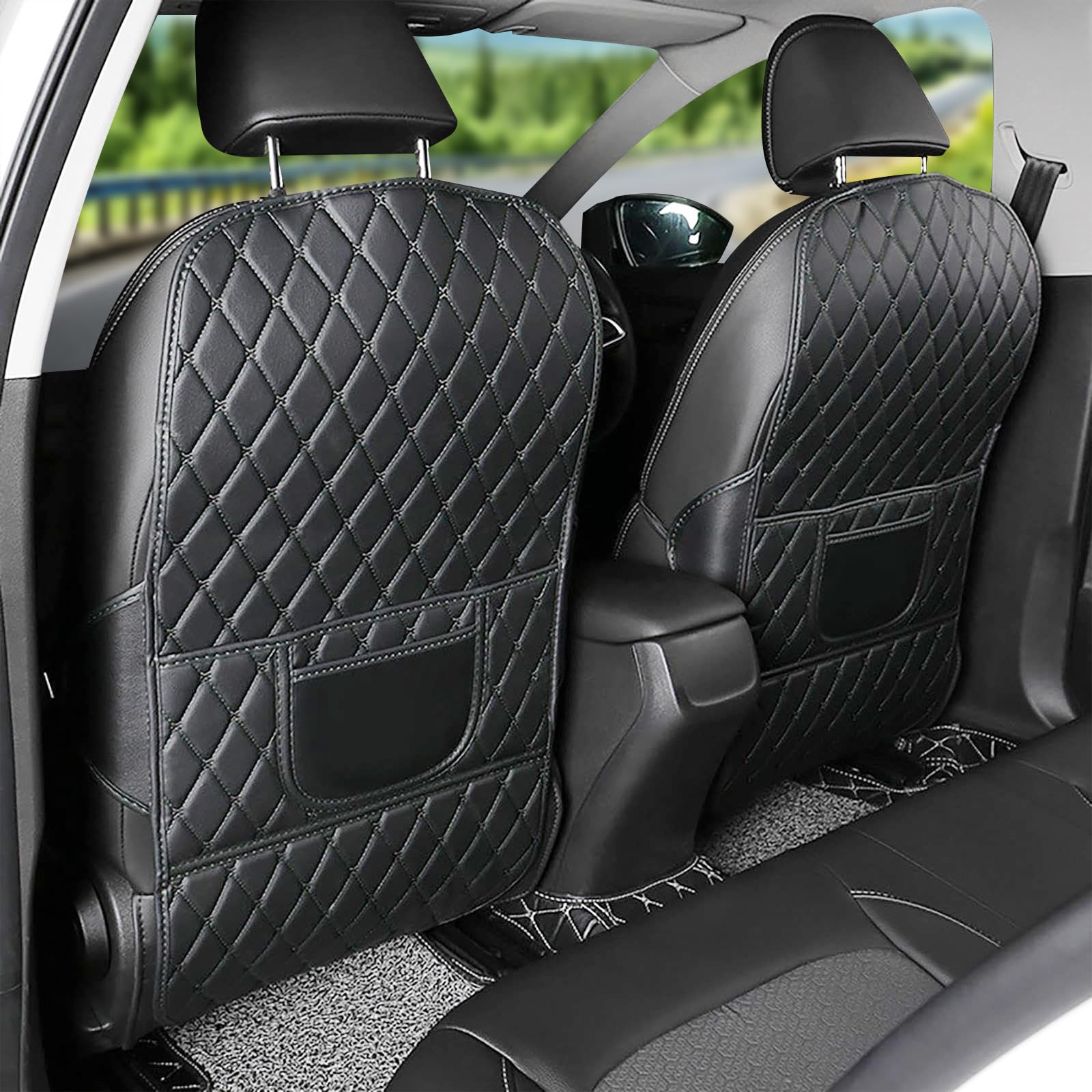 2 Pack Car Seat Protector Seatback Kick Mats, Universal Leather Seat ...