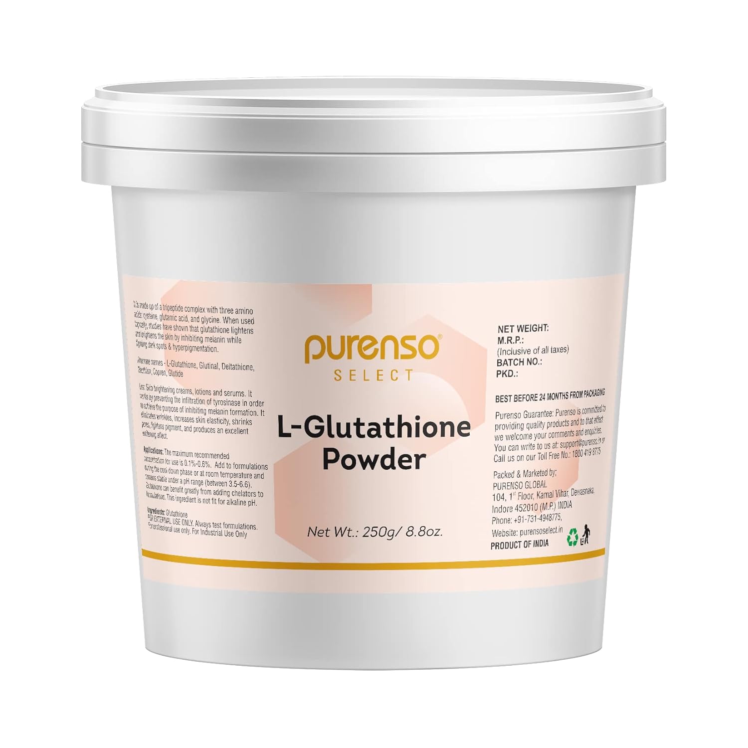 Buy Purenso Select - L - Glutathione Powder, 250g I For Skin Whitening ...