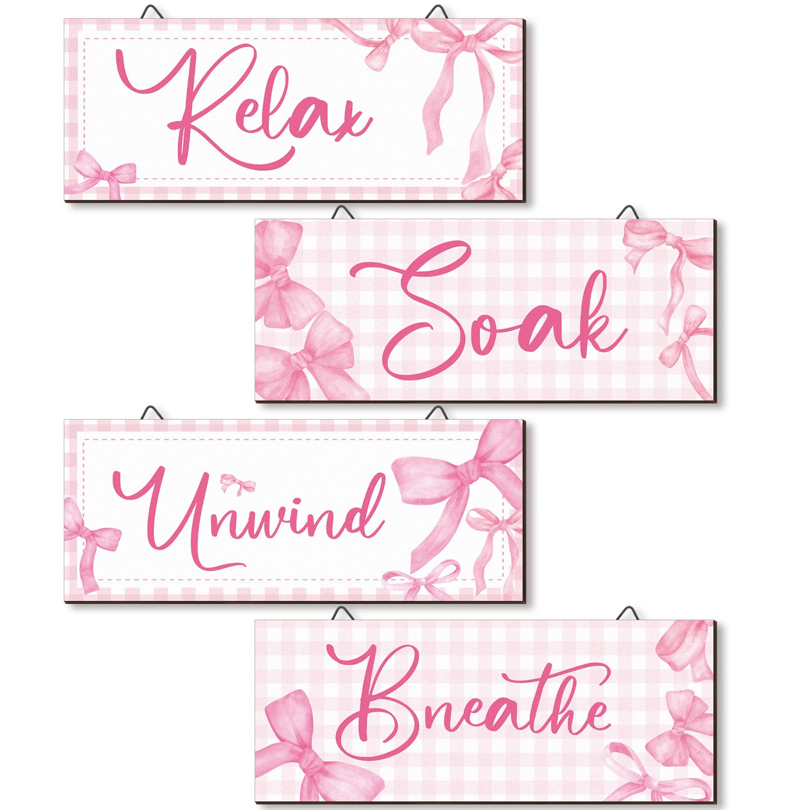 Amazon.com: Yousoontic 4 Pieces Coquette Pink Bow Bathroom Wall Decor ...