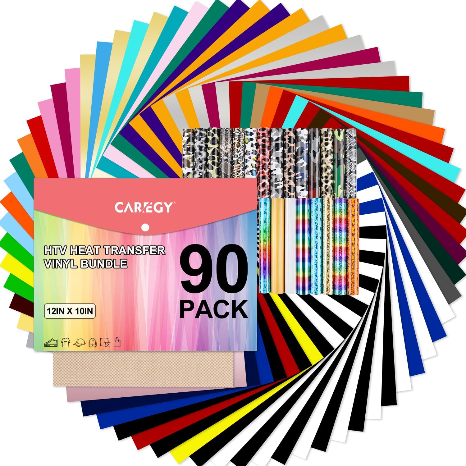 Amazon.com: HTV Heat Transfer Vinyl Bundle - 43 Pack 12" x 10" PU Iron ...