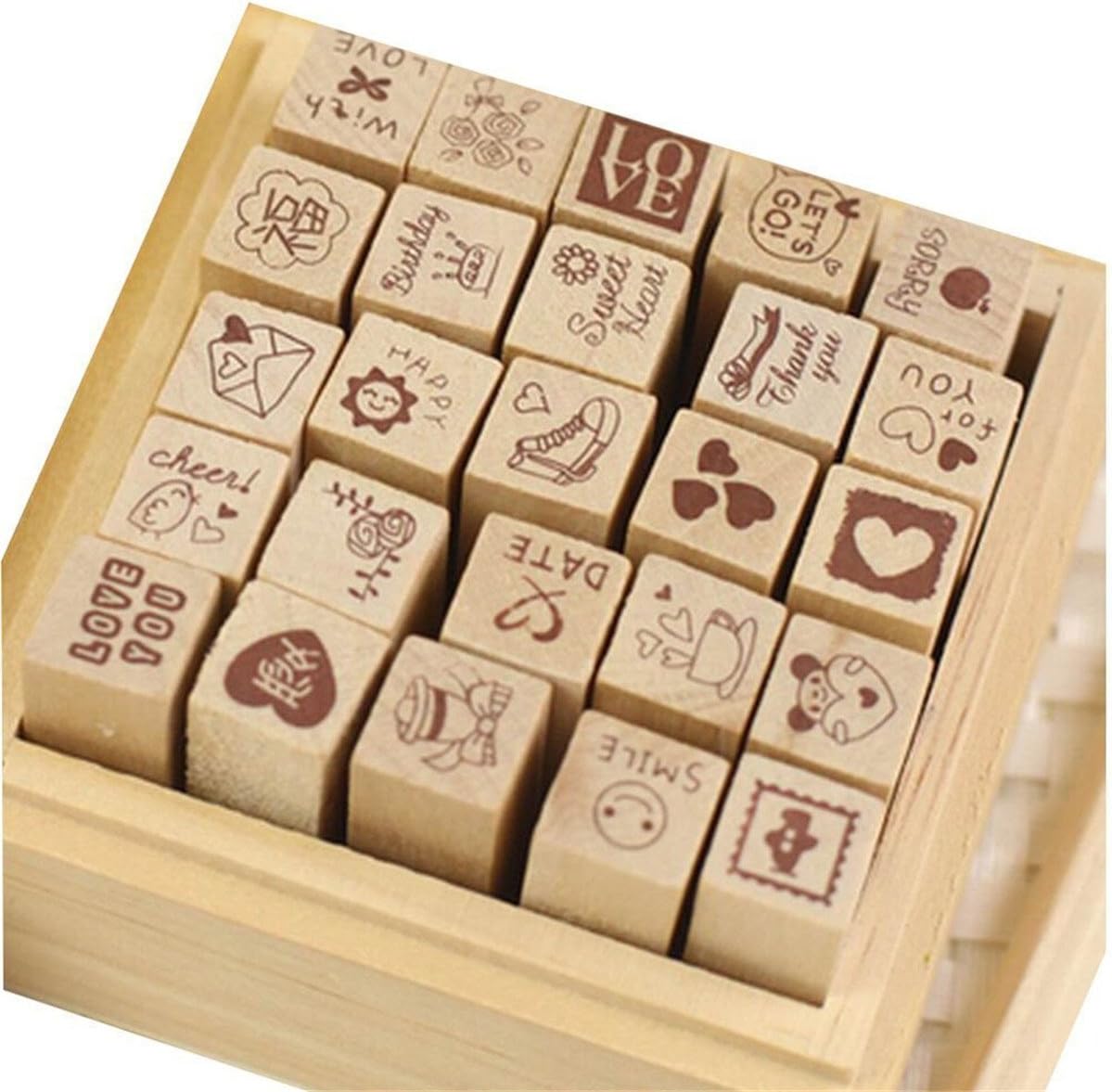 Amazon.com: Hacaroa 32 Pieces Wooden Rubber Stamp Set, Moon Star ...